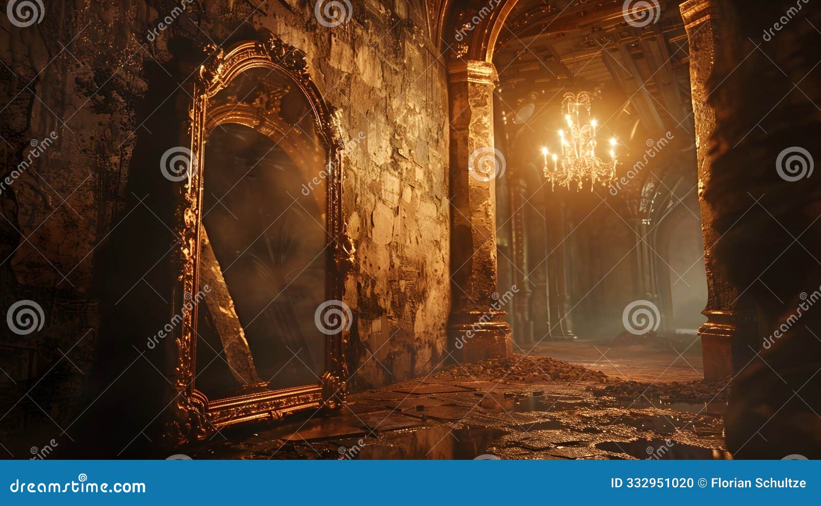 Magic Mirror Showing an Alternate Reality Stock Illustration ...