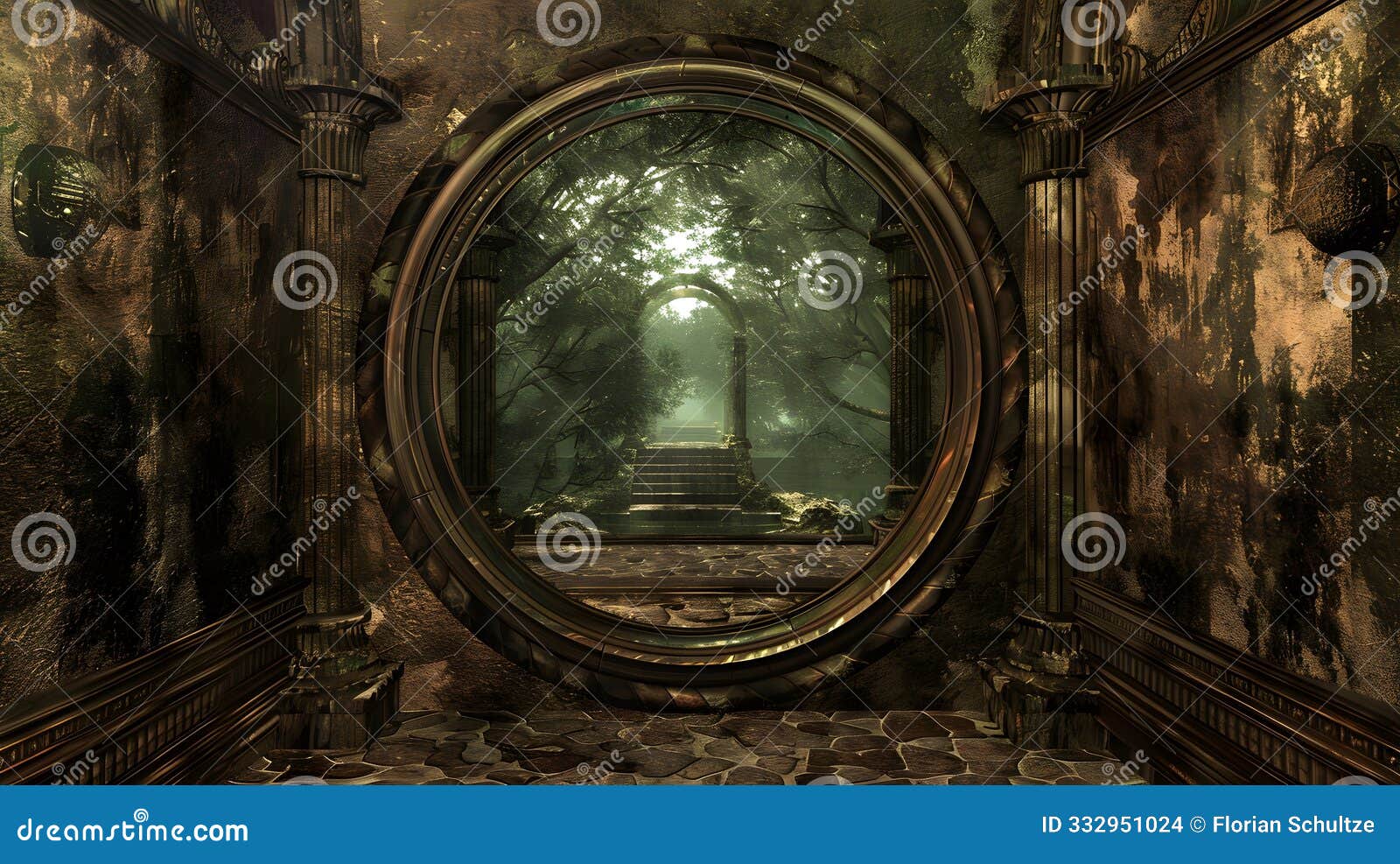 Magic Mirror Showing an Alternate Reality Stock Illustration ...