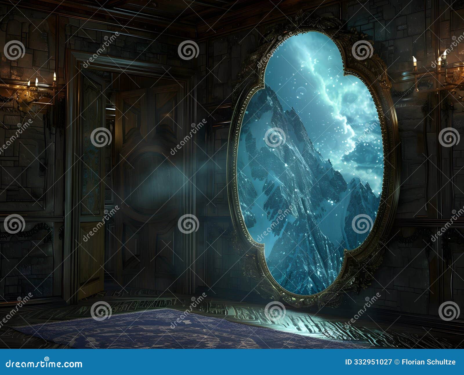 Magic Mirror Showing an Alternate Reality Stock Illustration ...