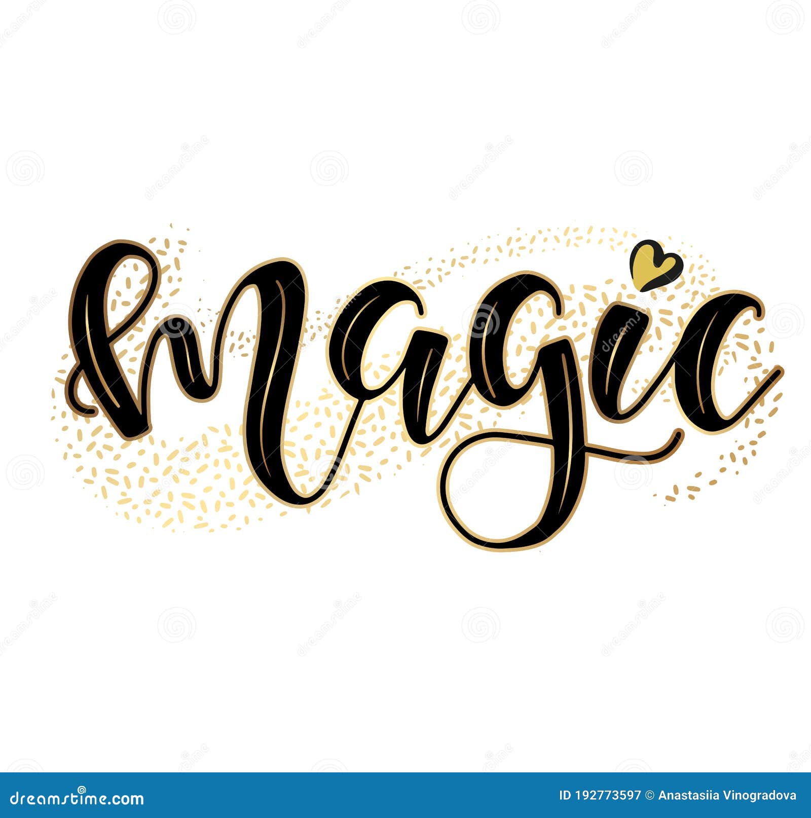 Magic Modern Calligraphy. Black and Gold Vector Illustration with ...