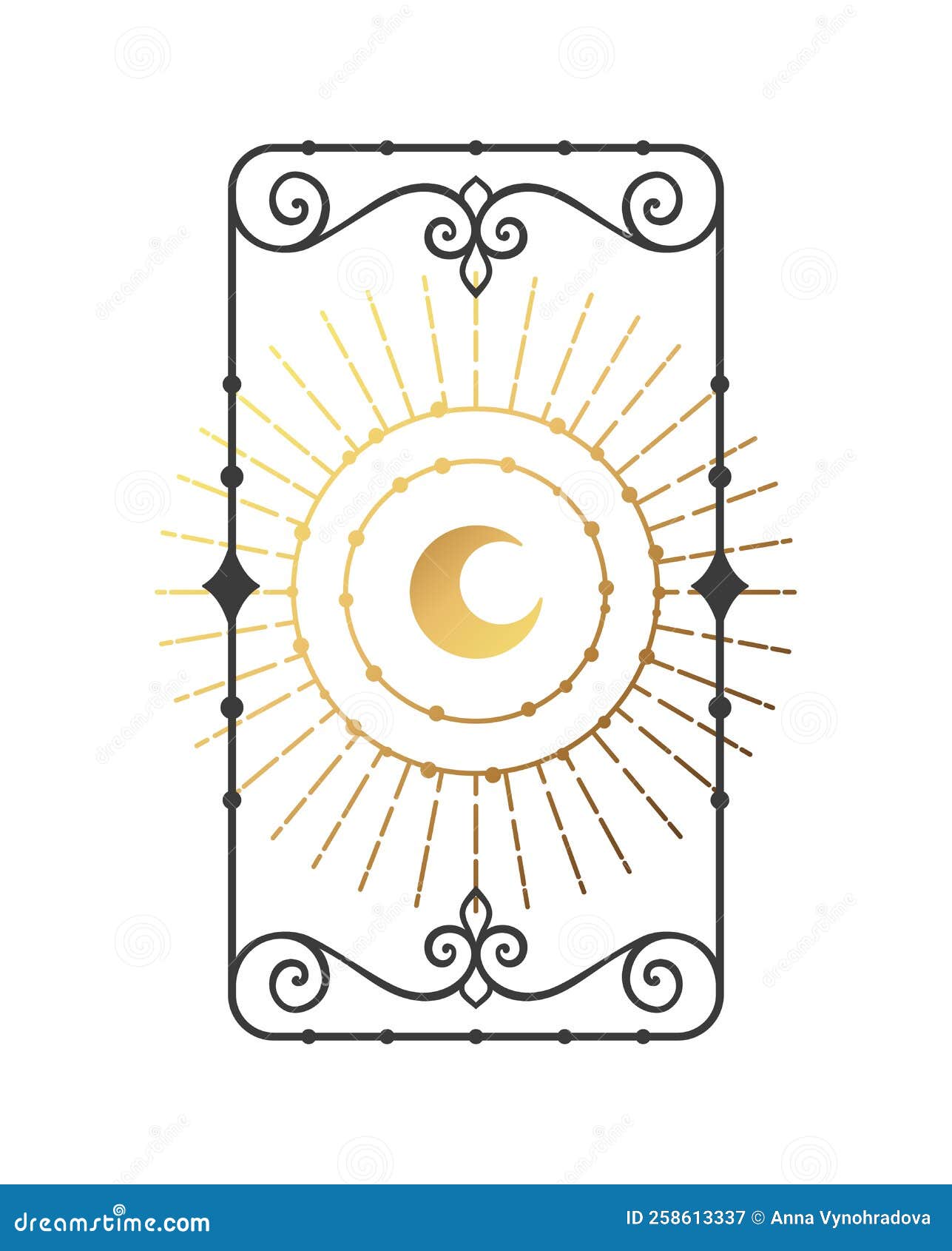 Magic Moon Gold Astrology. Boho Vector Illustration. Stock Vector ...