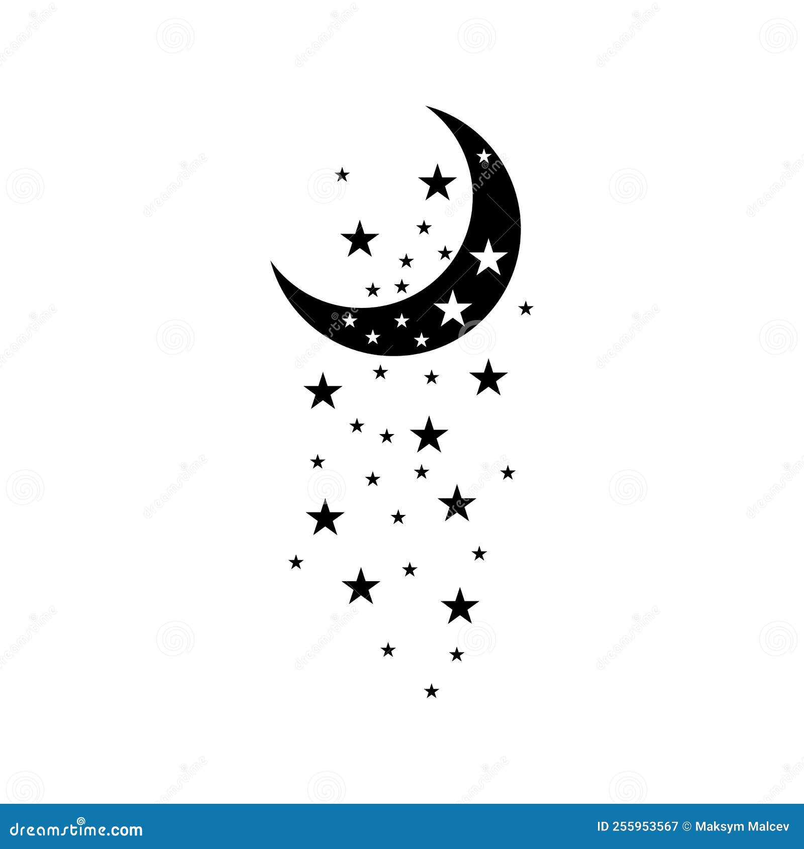 Magic Moon and Stars Icon. Graphic Elements for Astrology. Boho Witch ...