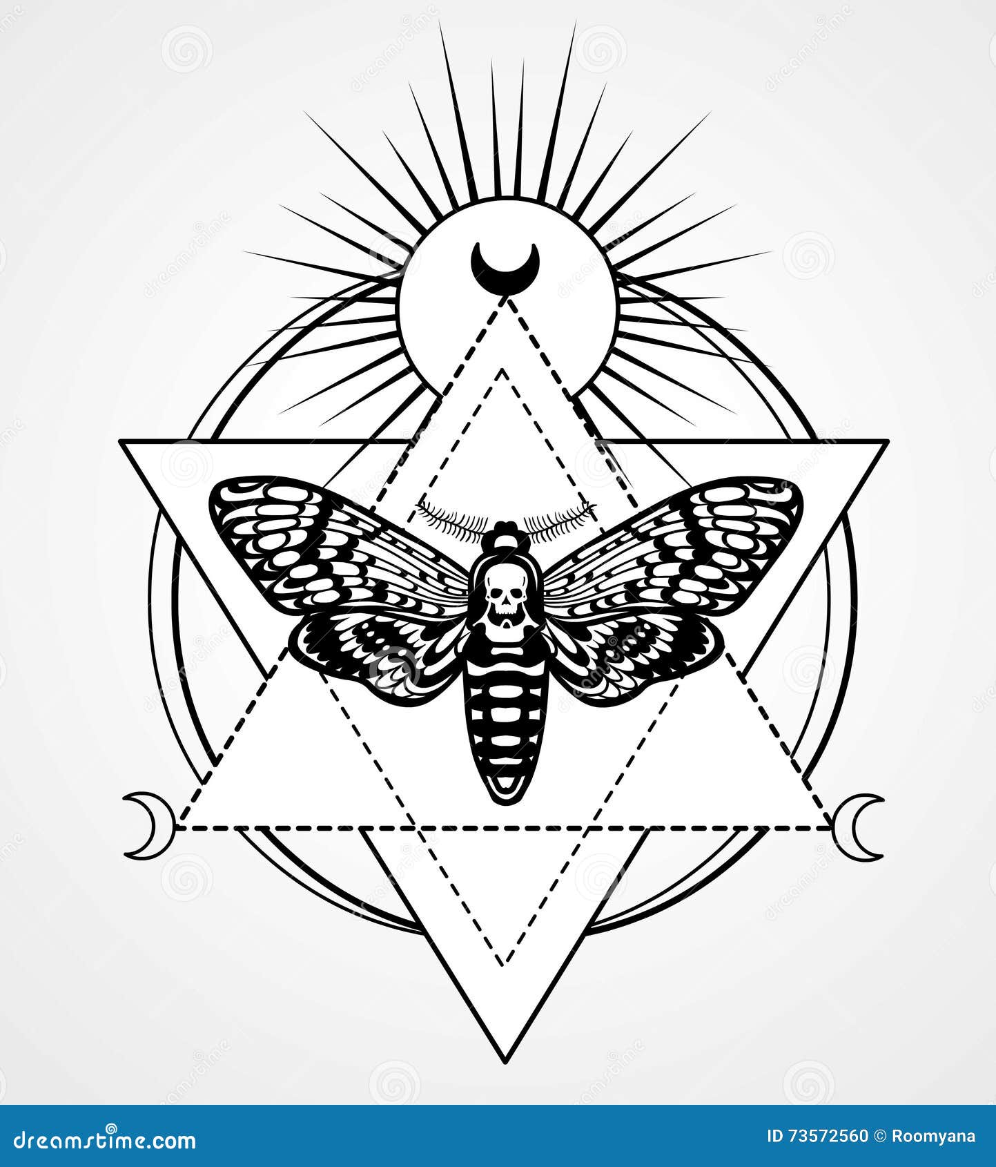 Magic Moth. Esoteric Symbol, Sacred Geometry. Vector Illustration ...