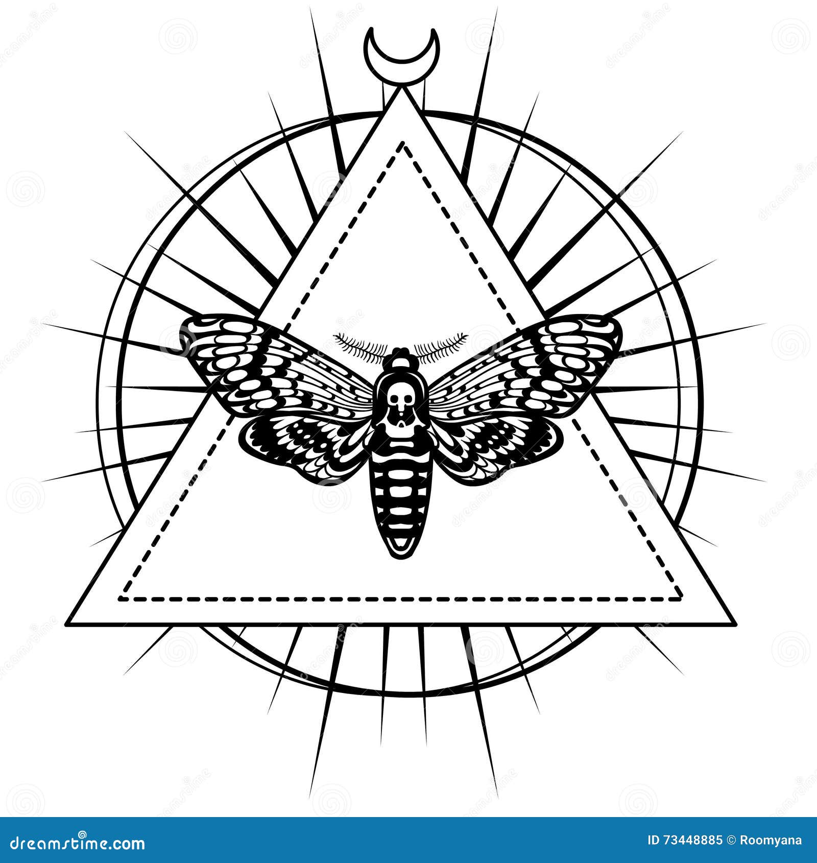 Magic Moth. Esoteric Symbol, Sacred Geometry. Vector Illustration ...
