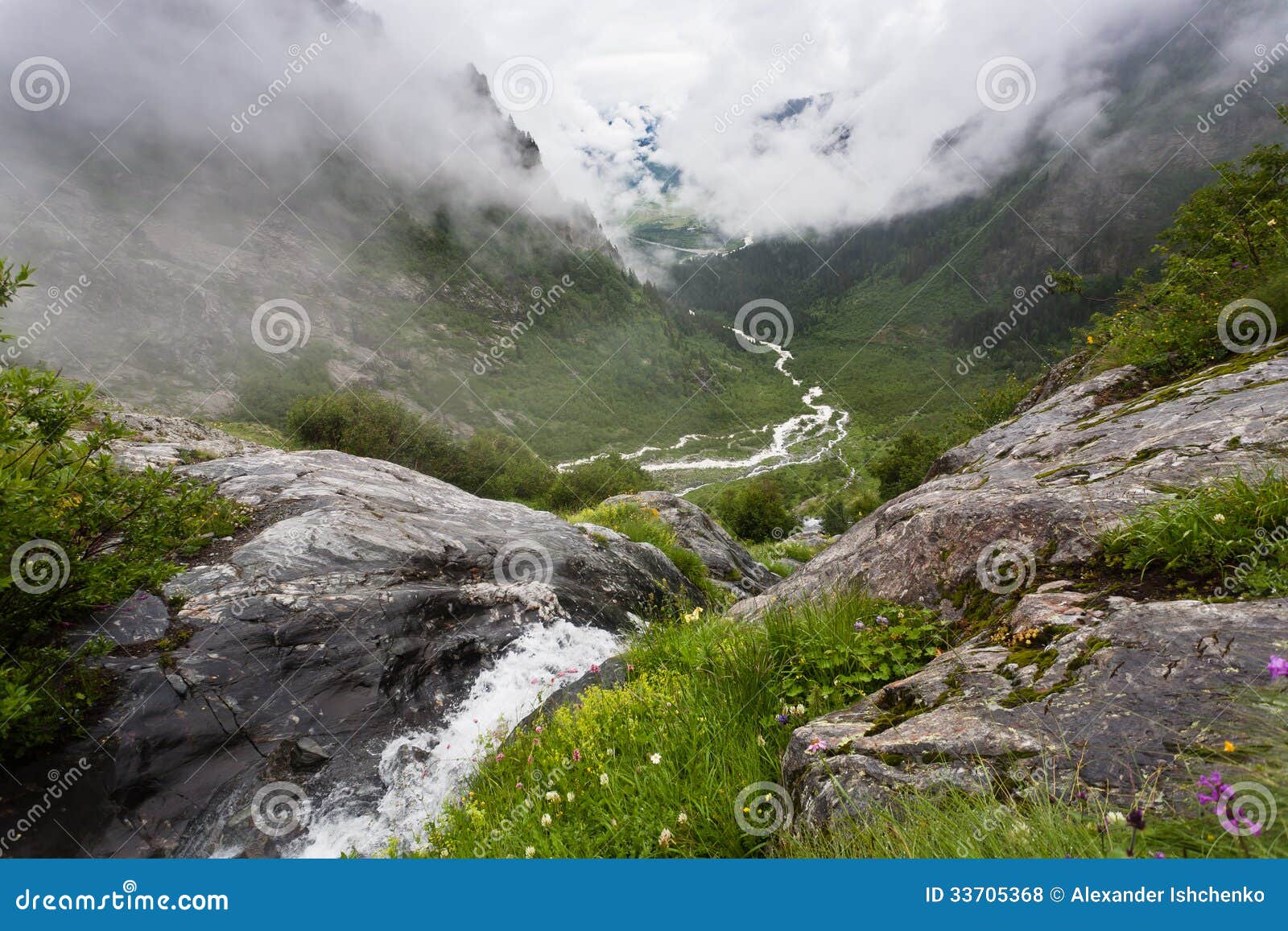 Magic mountain landscape. stock photo. Image of mist - 33705368