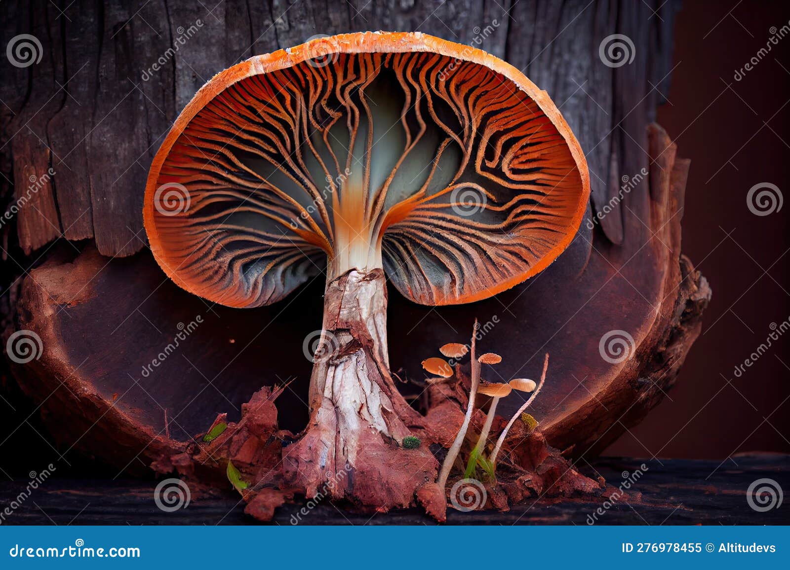 Magic Mushroom Growing from Decaying Tree Trunk Stock Image - Image of ...