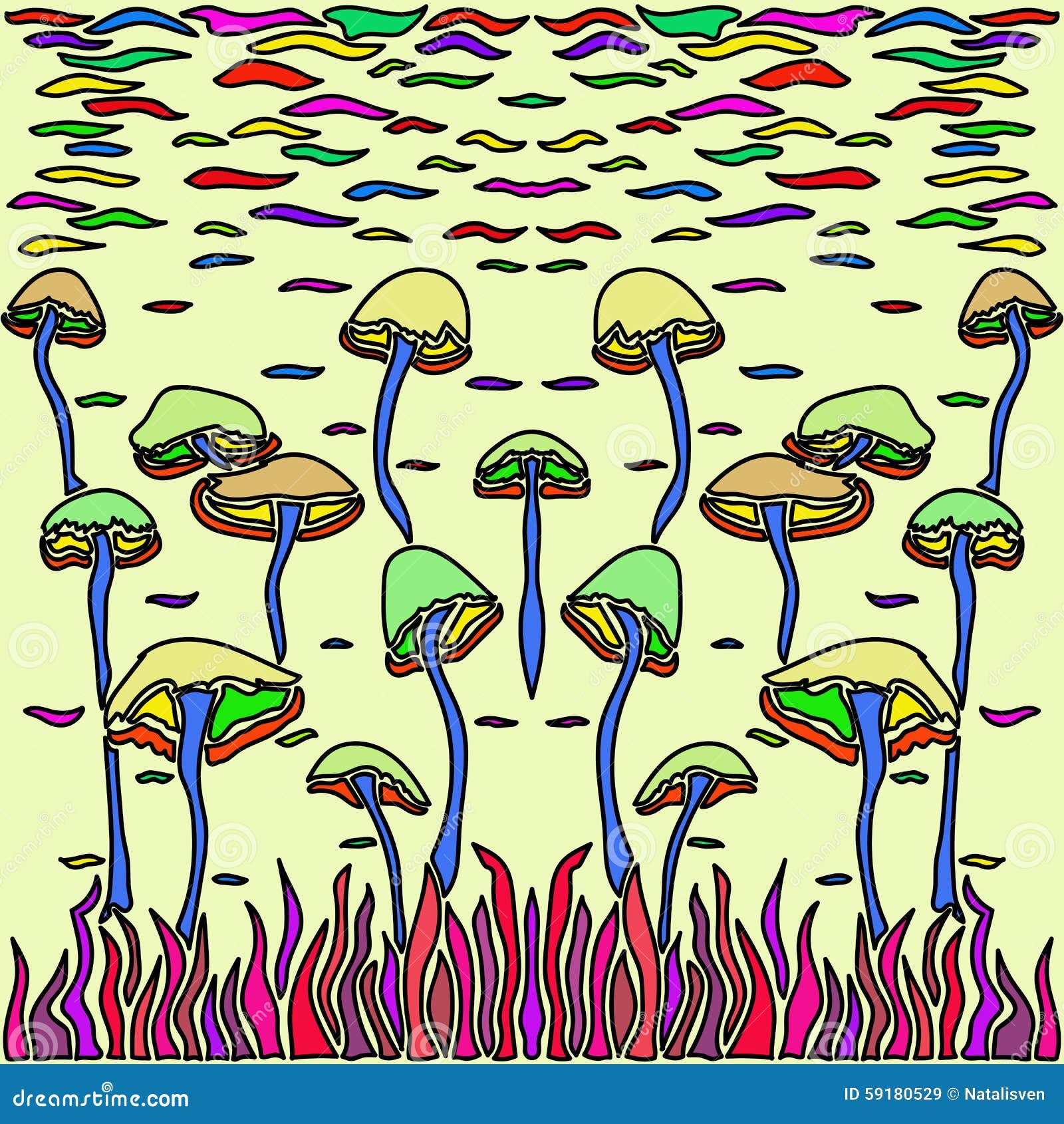 Magic Mushrooms in Abstract Art Style Stock Vector - Illustration of ...
