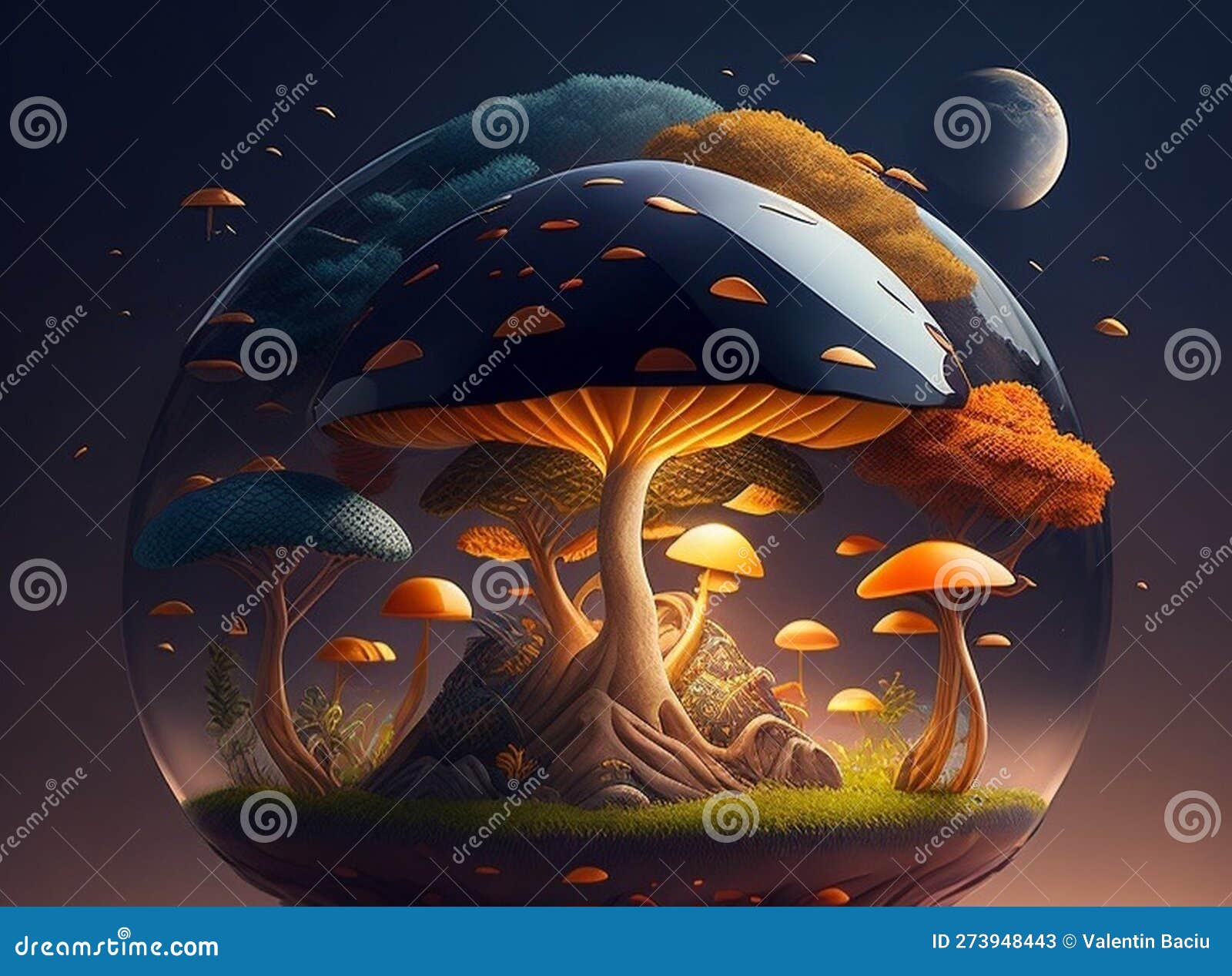Magic Mushrooms on the Earth Stock Illustration - Illustration of ...