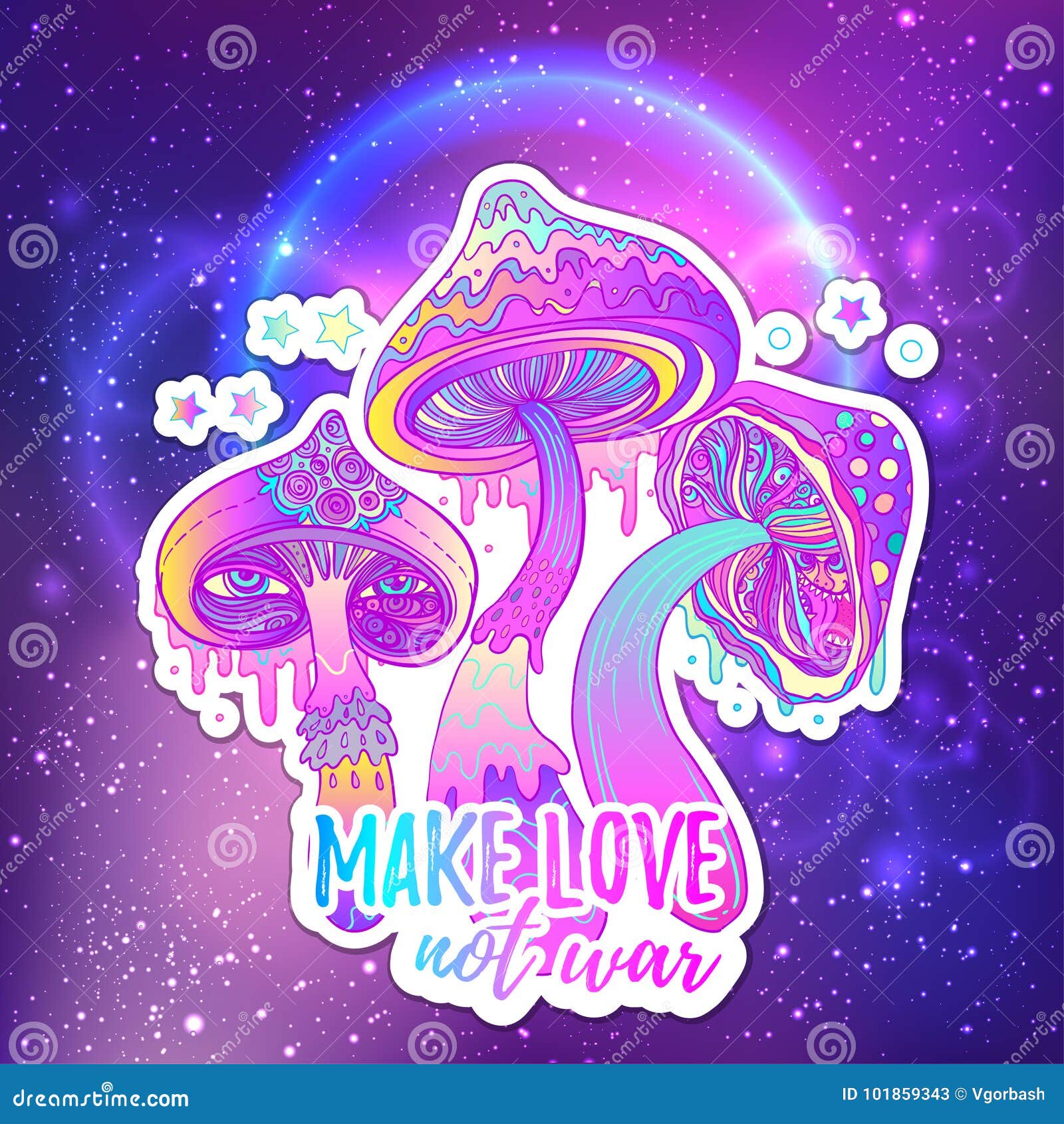 Magic Mushrooms. Psychedelic Hallucination Stock Vector - Illustration ...