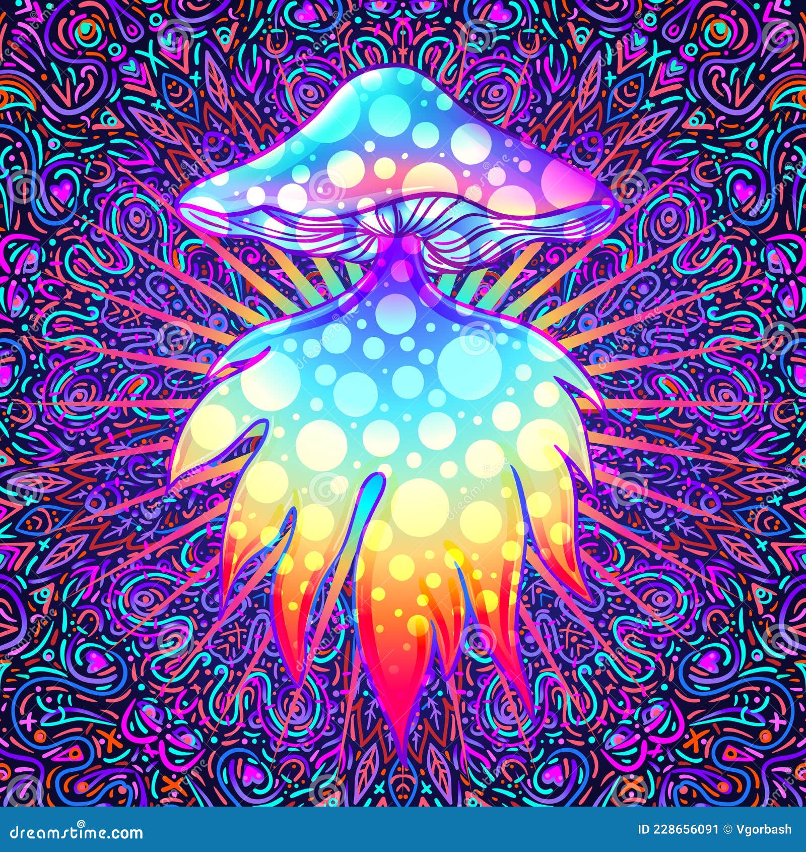 Magic Mushrooms. Psychedelic Hallucination. Vibrant Vector Illustration ... Magic Mushrooms. Psychedelic Hallucination. Vibrant Vector Illustration ...
