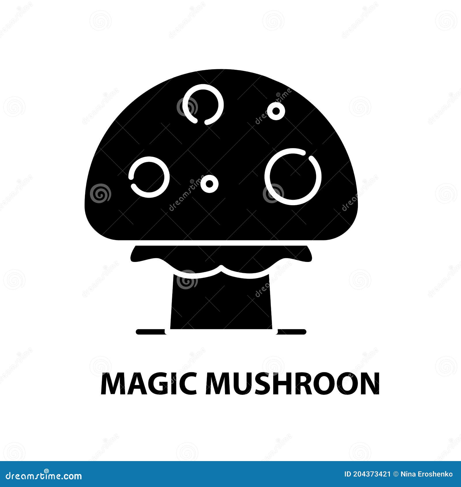 Magic Mushroon Icon, Black Vector Sign with Editable Strokes, Concept ...