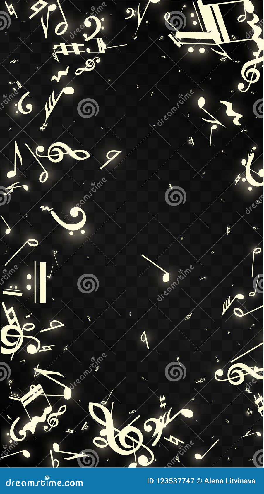 Magic Musical Notes on Black Background. Vector Luminous Musical ...