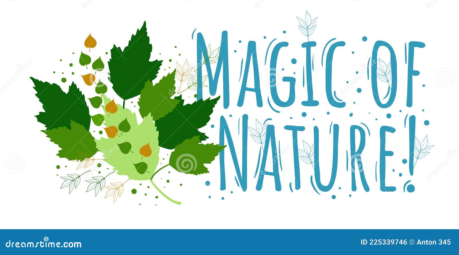 Magic of Nature Floral Abstract Design with Plants Leaves on a White ...