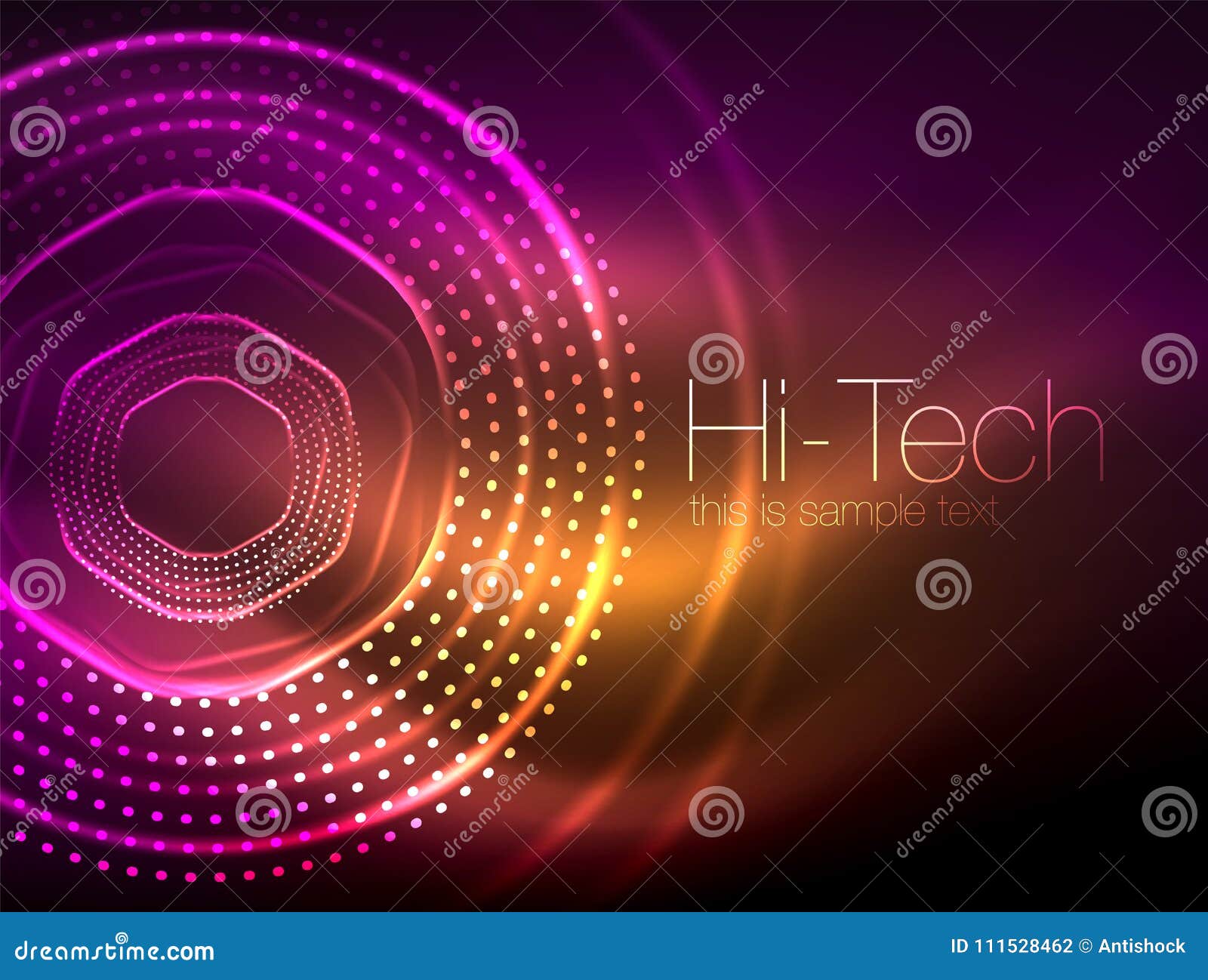 Magic Neon Circle Shape Abstract Background, Shiny Light Effect ...