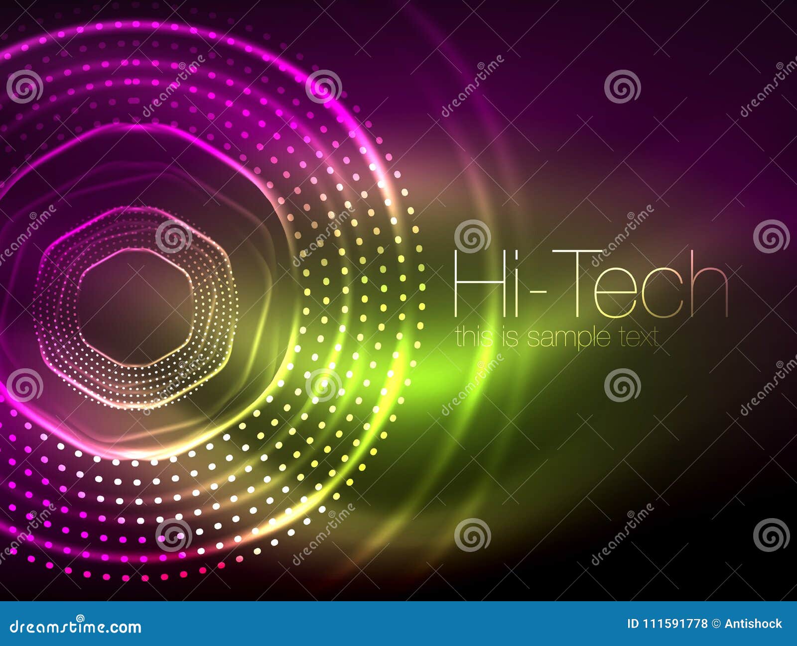 Magic Neon Circle Shape Abstract Background, Shiny Light Effect ...