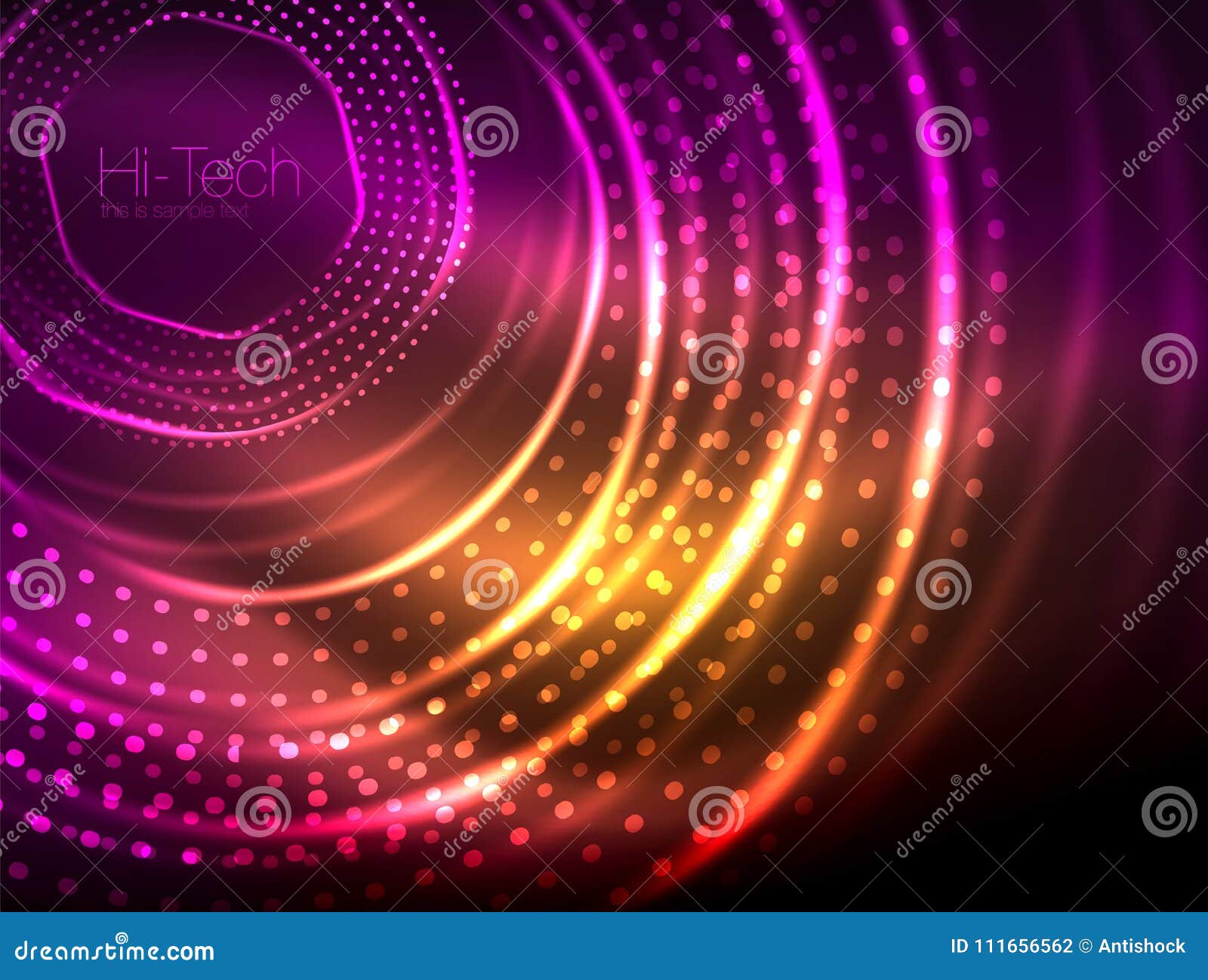 Magic Neon Circle Shape Abstract Background, Shiny Light Effect ...