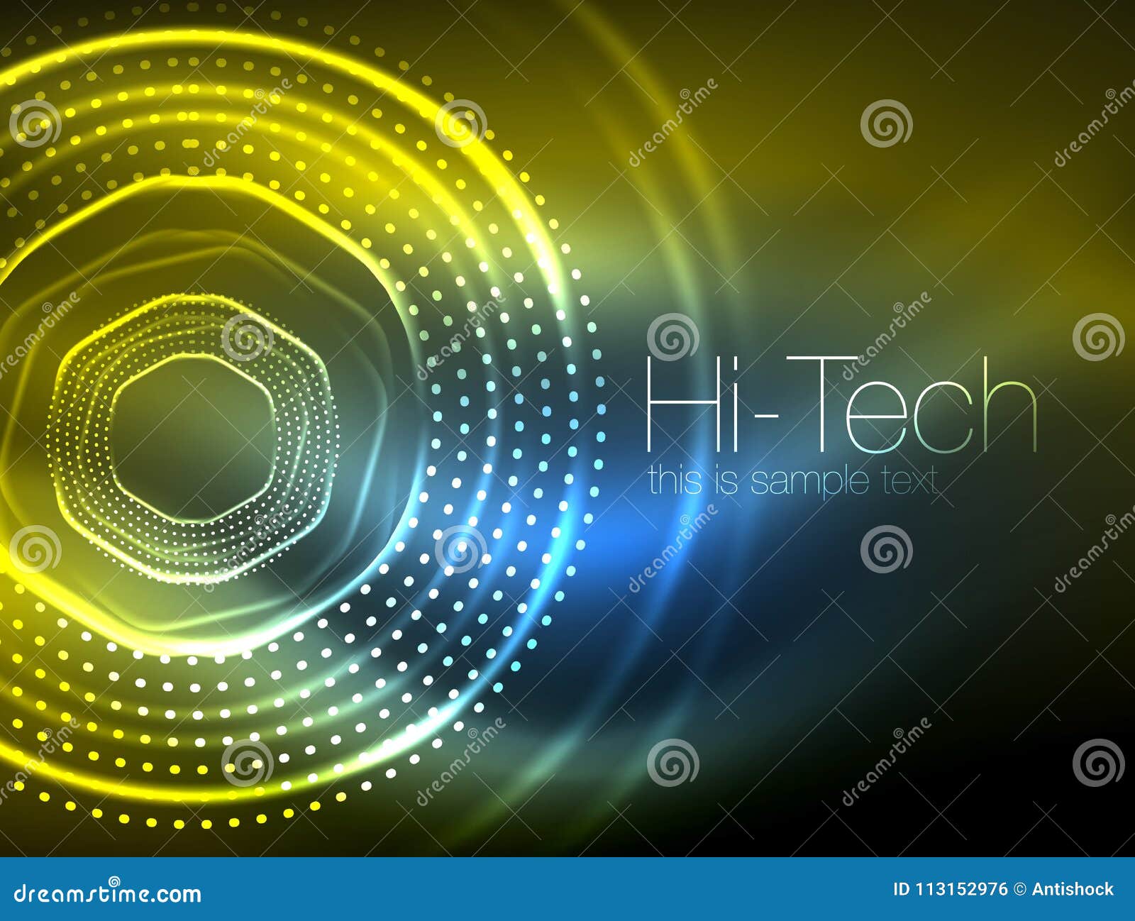 Magic Neon Circle Shape Abstract Background, Shiny Light Effect ...