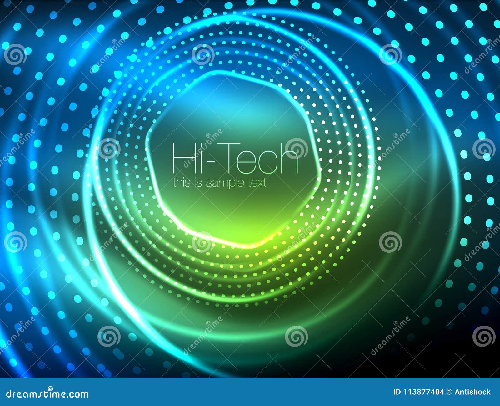 Magic Neon Circle Shape Abstract Background, Shiny Light Effect ...