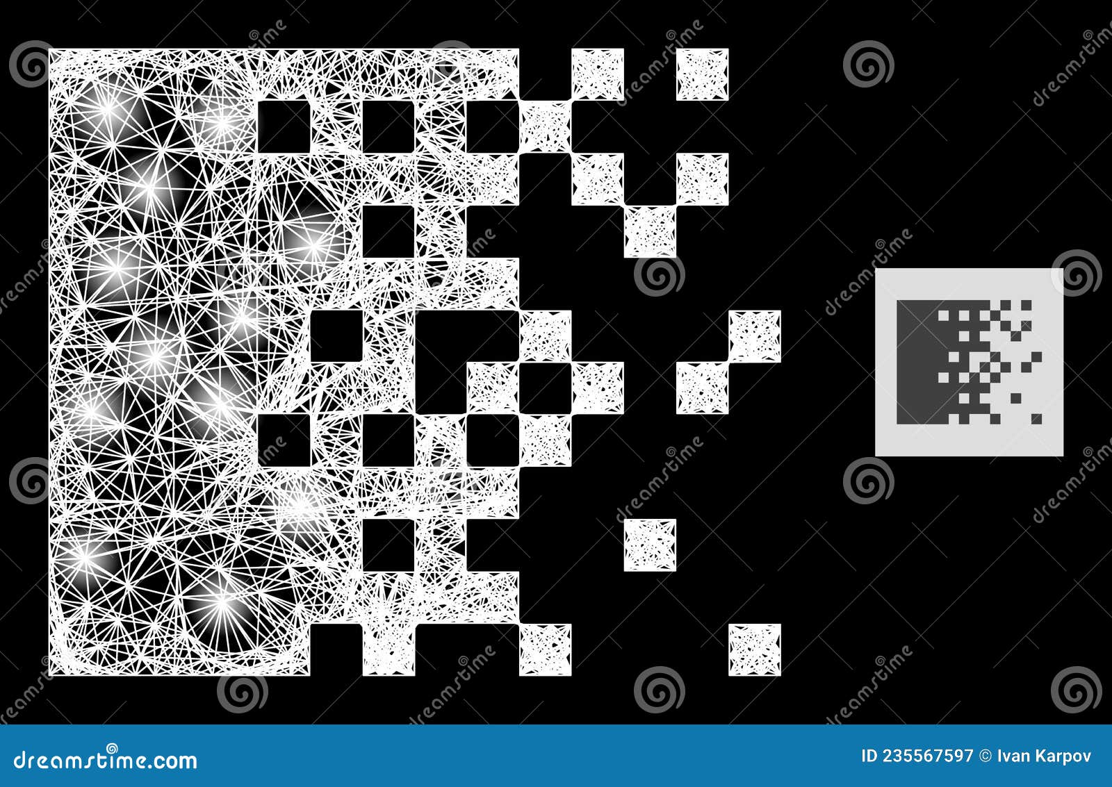 Flare Linear Mesh Dissolving Pixels with Light Spots Stock Vector ...