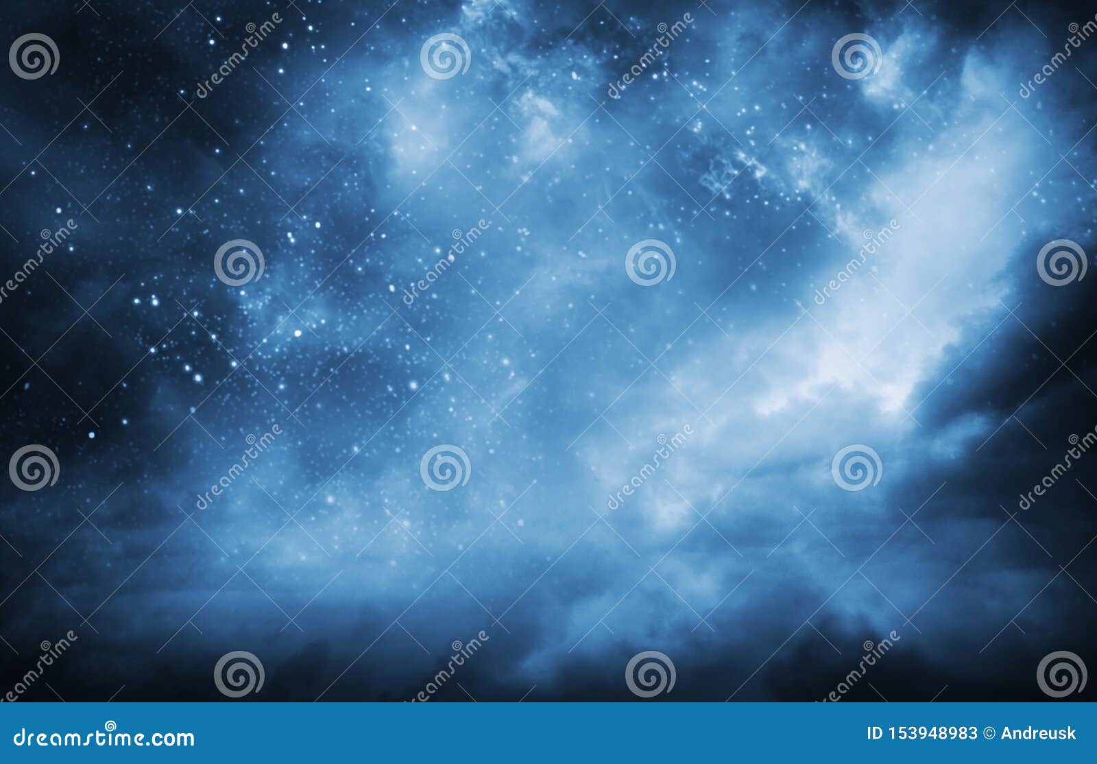 A Magic Night Lanscape with Starry Sky and Clouds Stock Image - Image ...