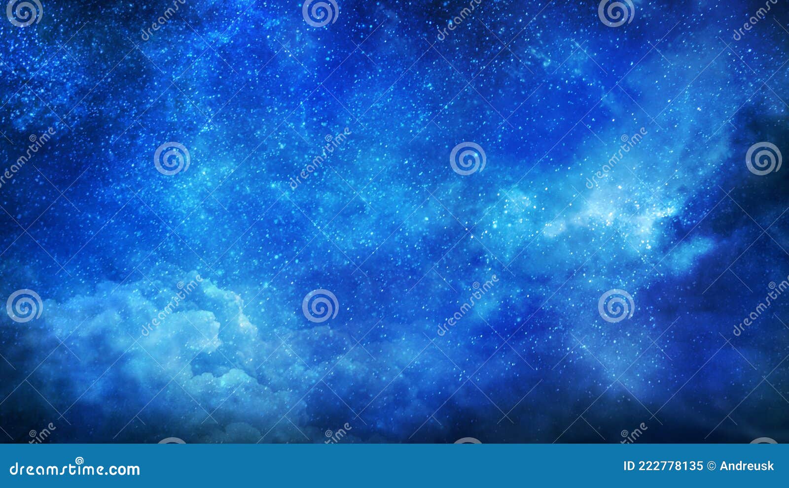 Magic Night Lanscape with Starry Sky and Clouds Stock Image - Image of ...