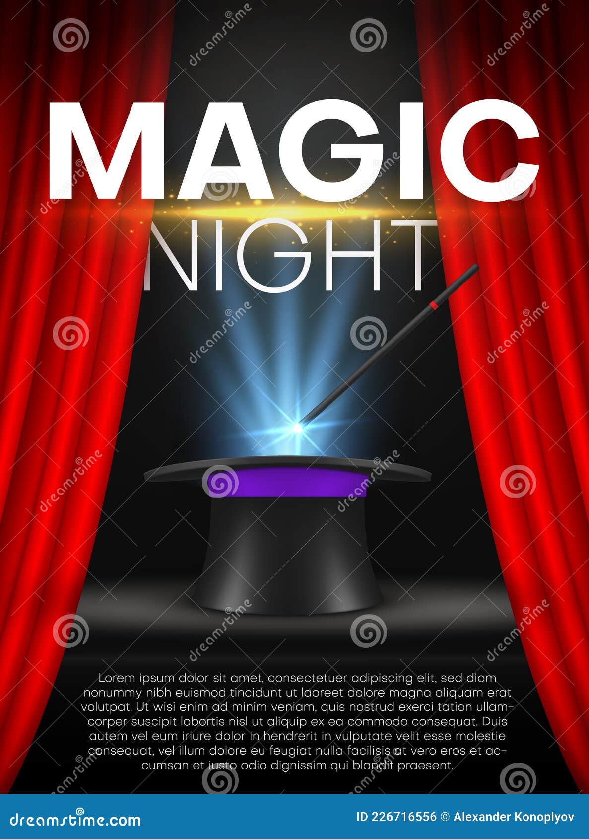 Magic Night Show Realistic Poster with Place for Text Vector ...
