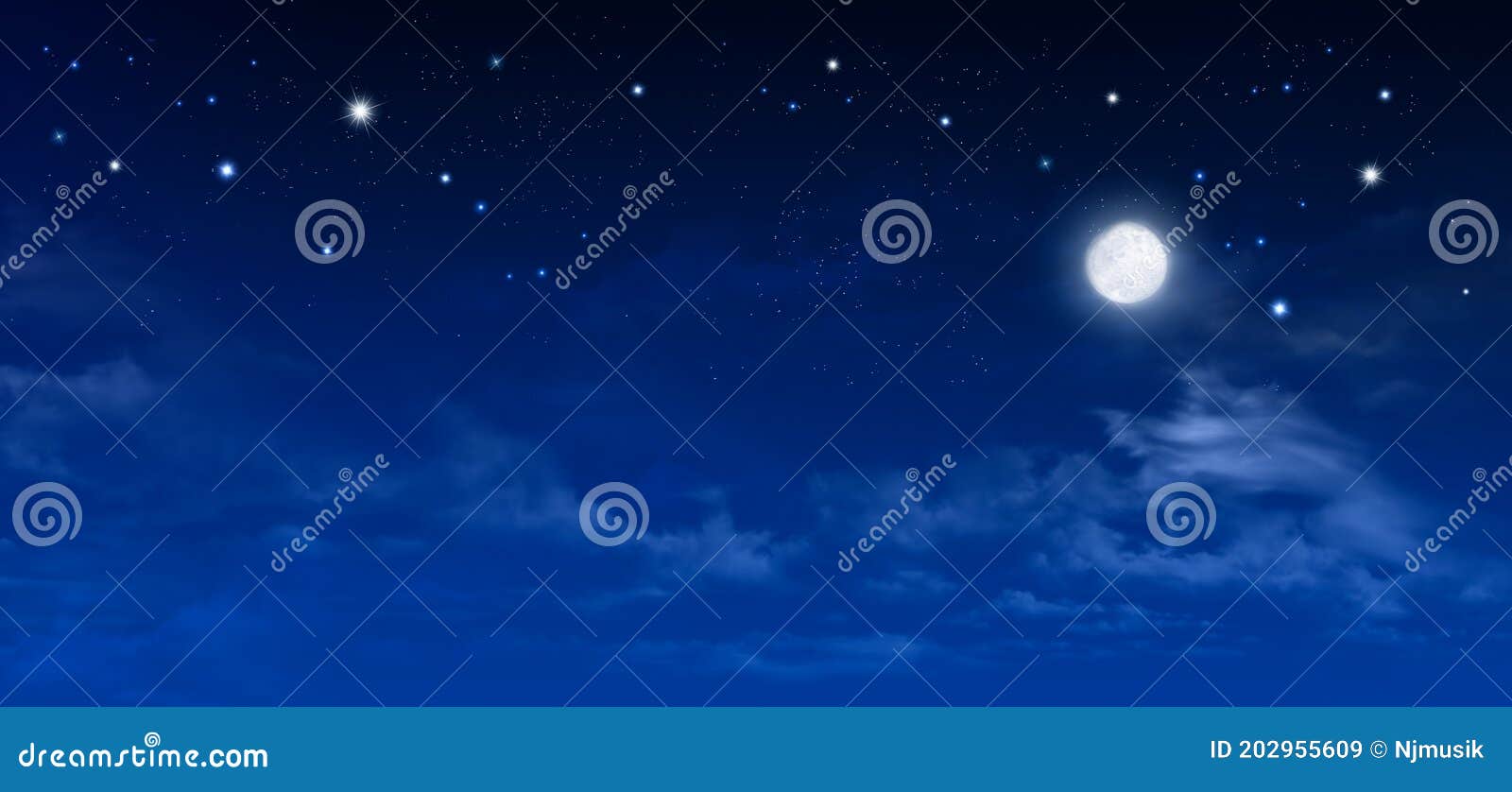 Magic Night, Starry Sky and Moon Stock Illustration - Illustration of ...