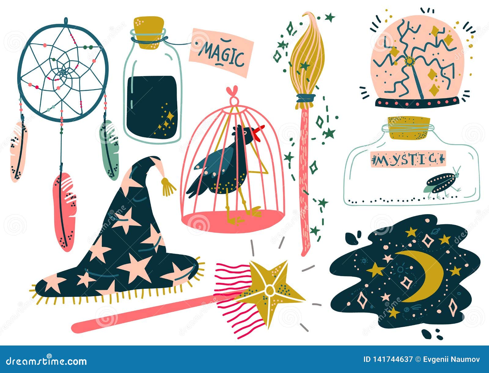 Magic Objects Set, Witchcraft Attributes, Magic Show Equipment Vector ...
