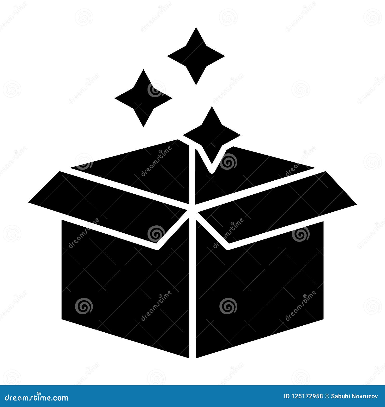 Magic Open Box Solid Icon. Box with Stars Vector Illustration Isolated ...