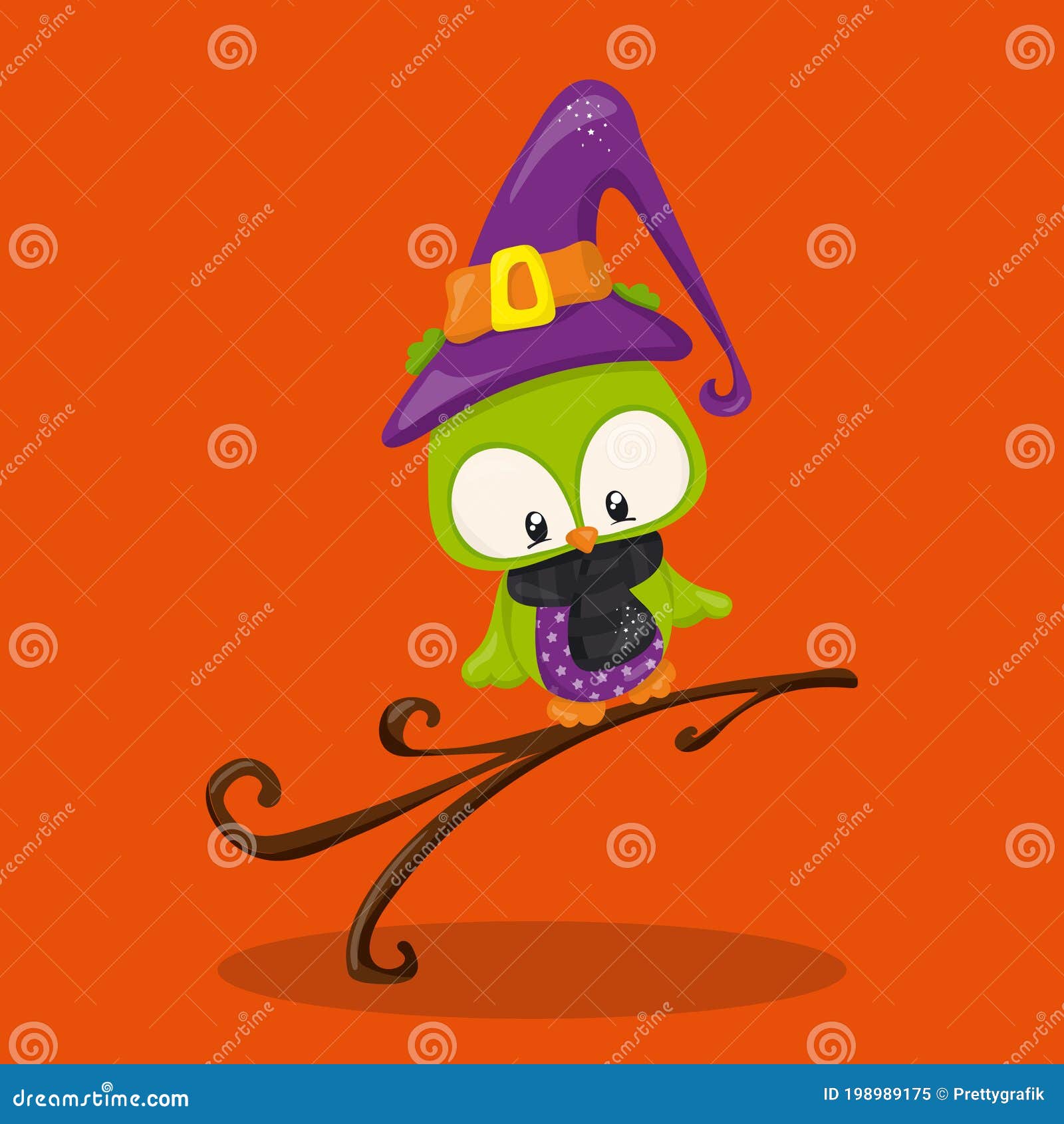 Magic Owl on Stick 04 stock vector. Illustration of vector - 198989175