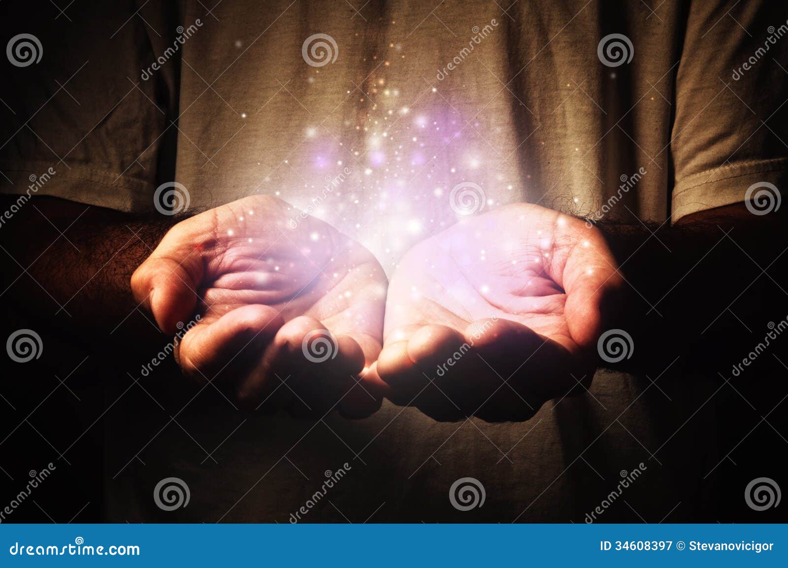 Magic particles stock image. Image of hold, concept, hands - 34608397