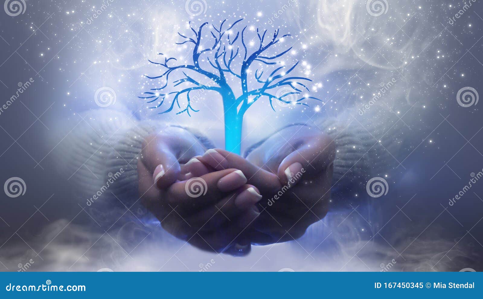 Magic Particles Emanating from Female Hands. Stock Image - Image of ...