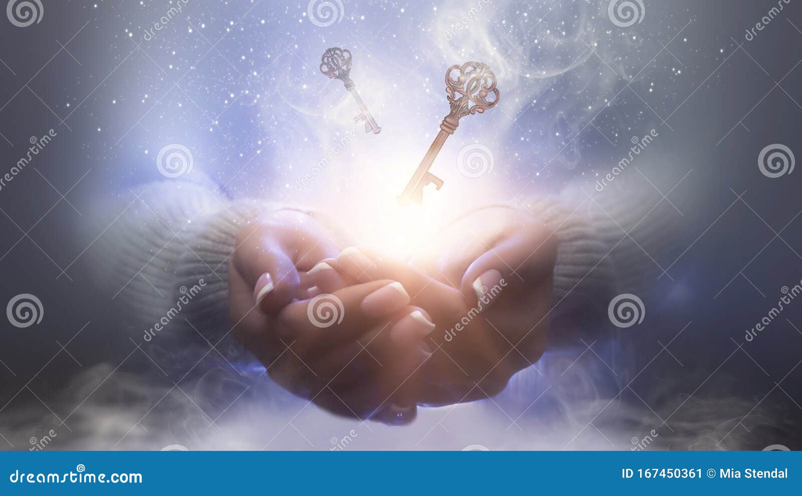 Magic Particles Emanating from Female Hands. Stock Image - Image of ...