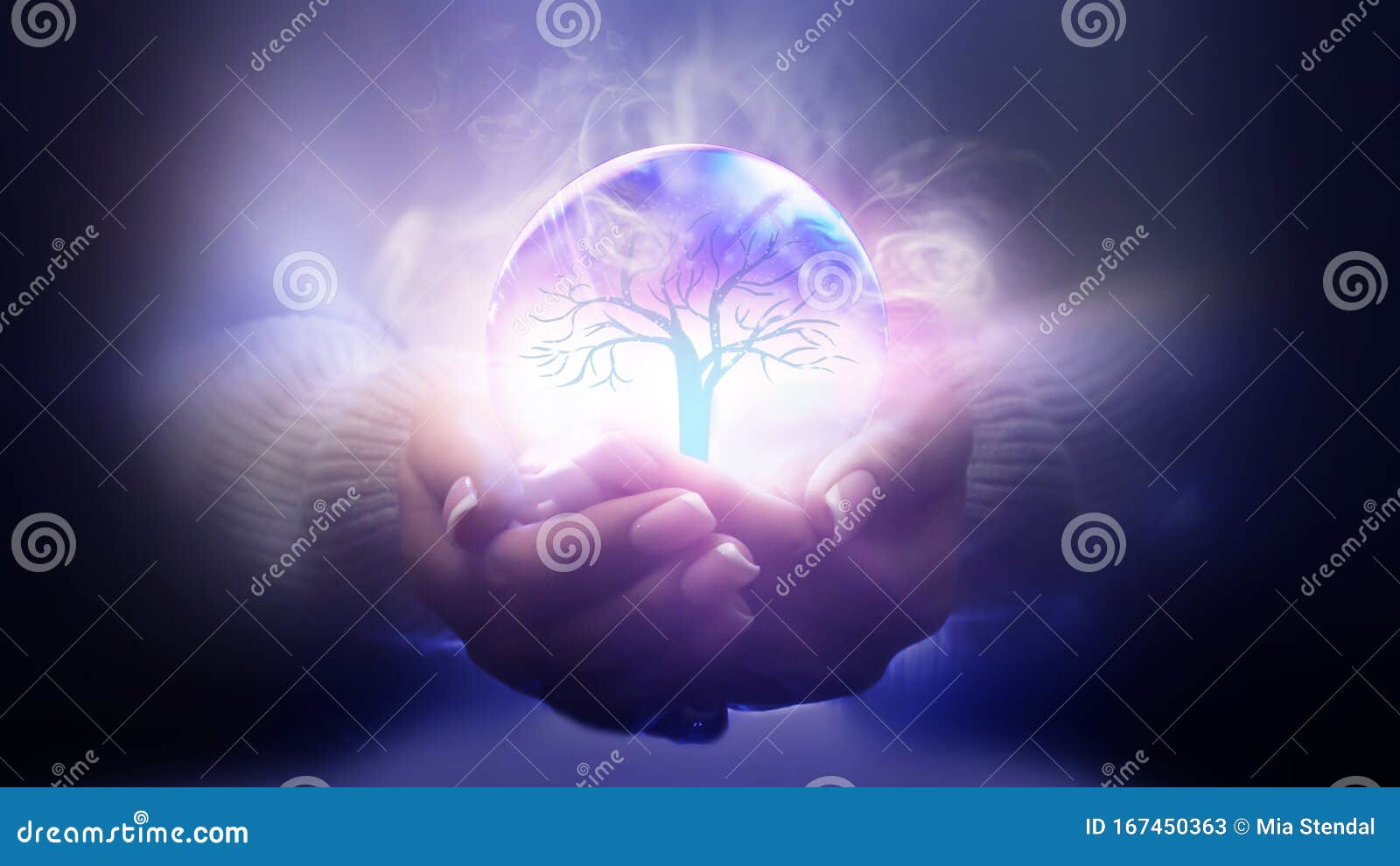 Magic Particles Emanating from Female Hands. Stock Image - Image of ...
