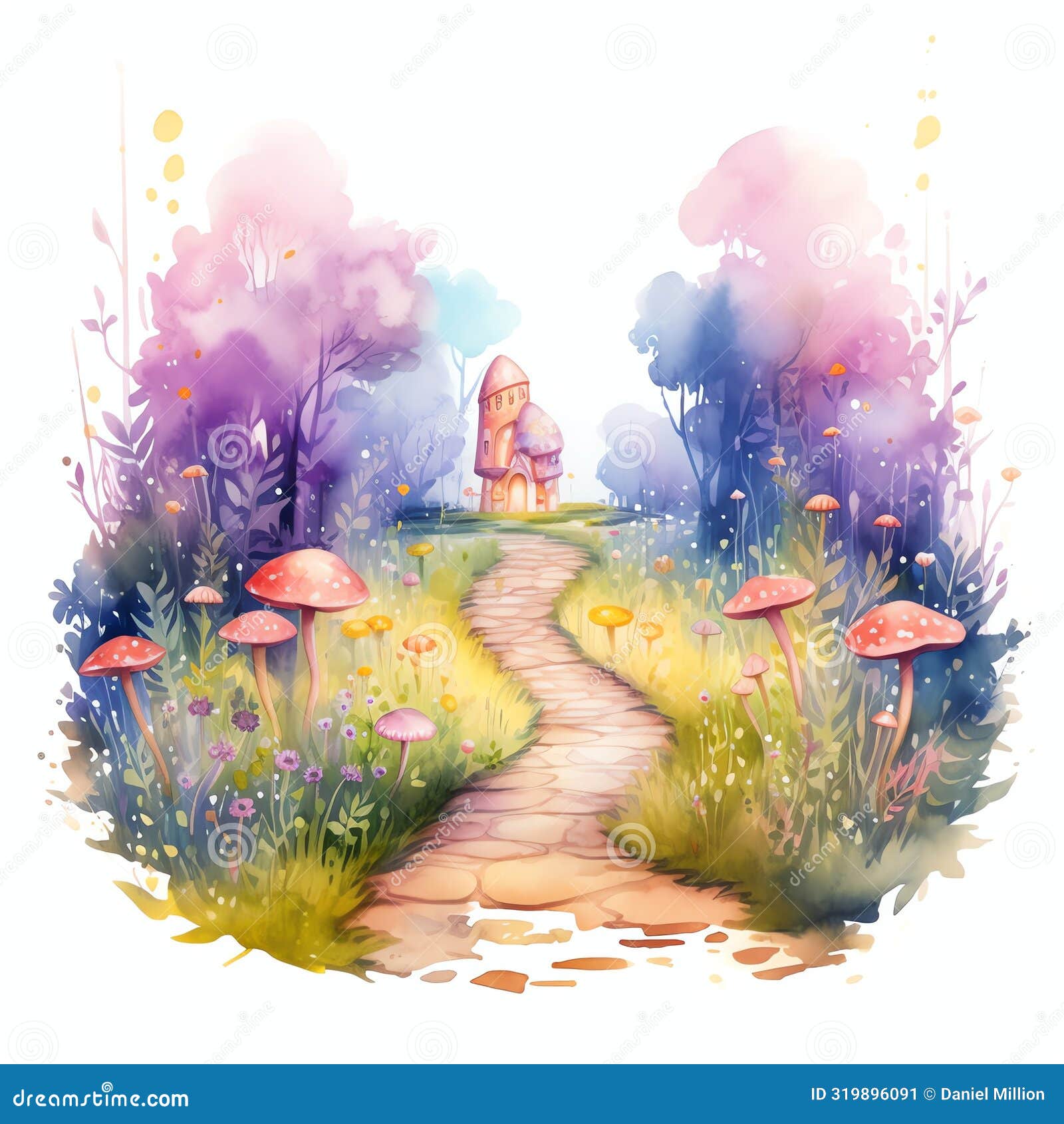 Magic Path Toothfairy Fairytale World Watercolor Stock Illustration ...