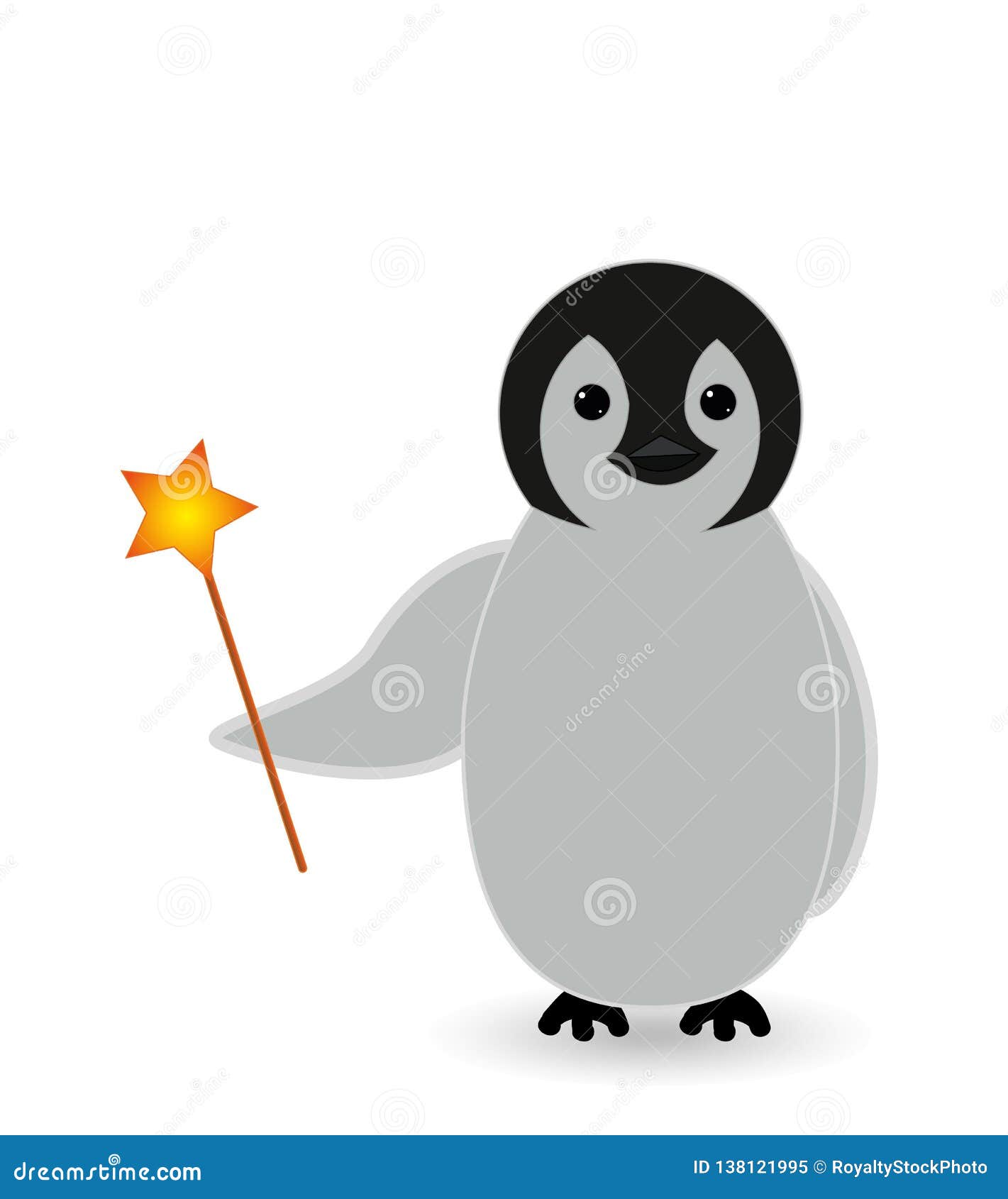 Magic Penguin with Magic Weapon Stock Illustration - Illustration of ...