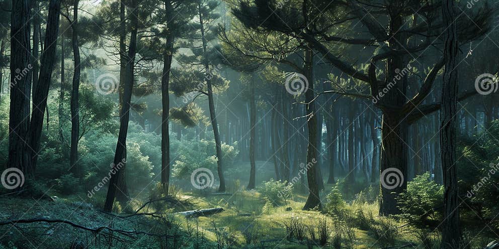 Magic Pine Tree Forest Protection. Generative Ai Stock Illustration ...