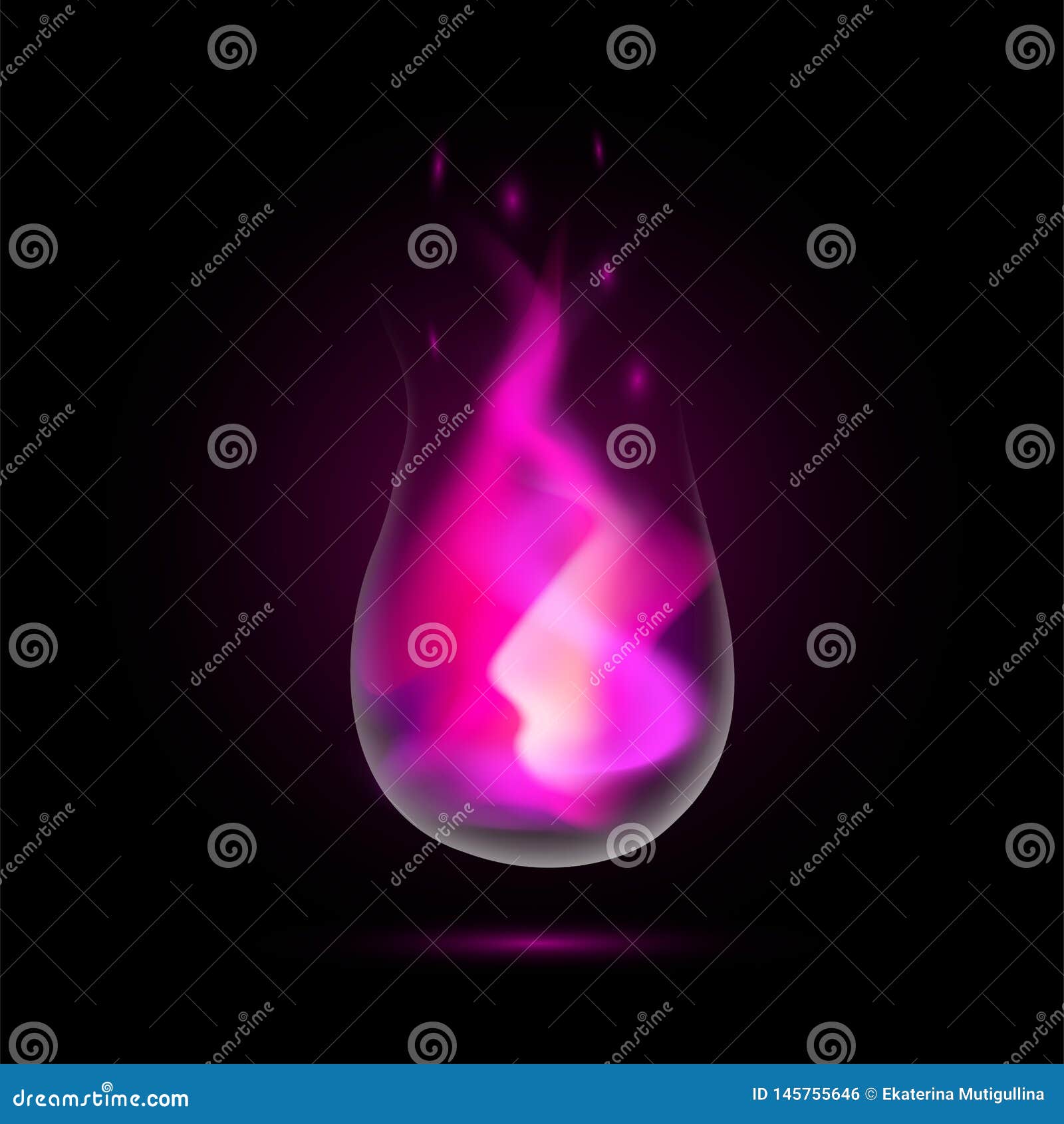 Magic pink fireball flame stock vector. Illustration of blazing - 145755646