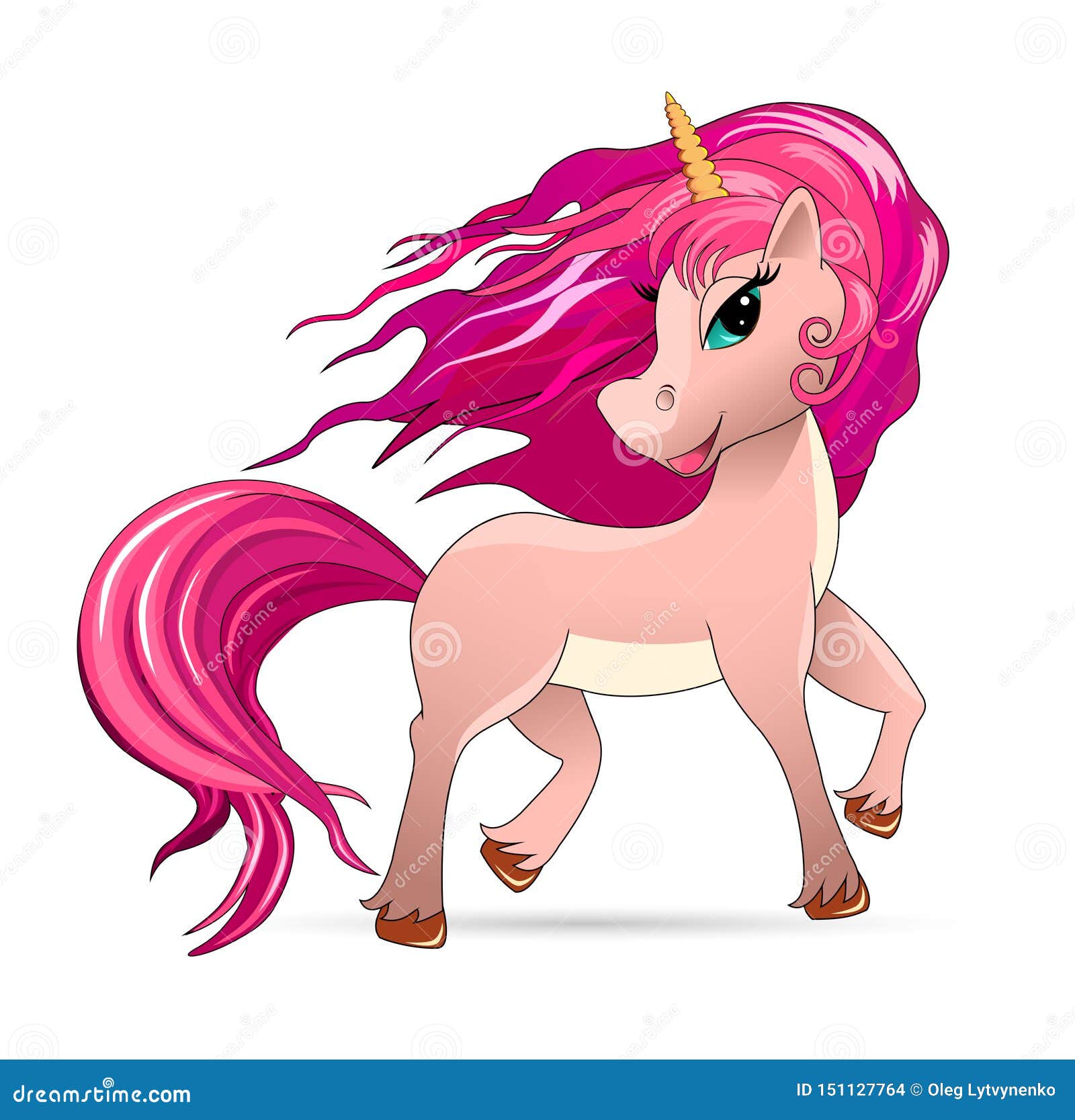 Magic pink unicorn stock vector. Illustration of horn - 151127764