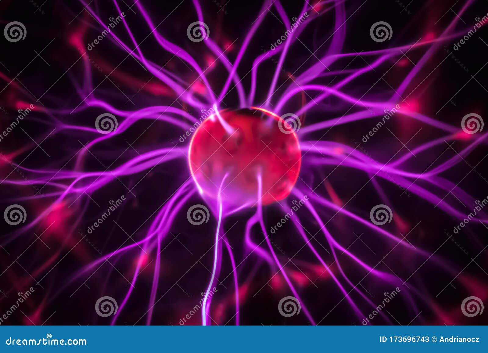 Magic Plasma Ball In Blue And White Colors Looped. Animation. Abstract ...