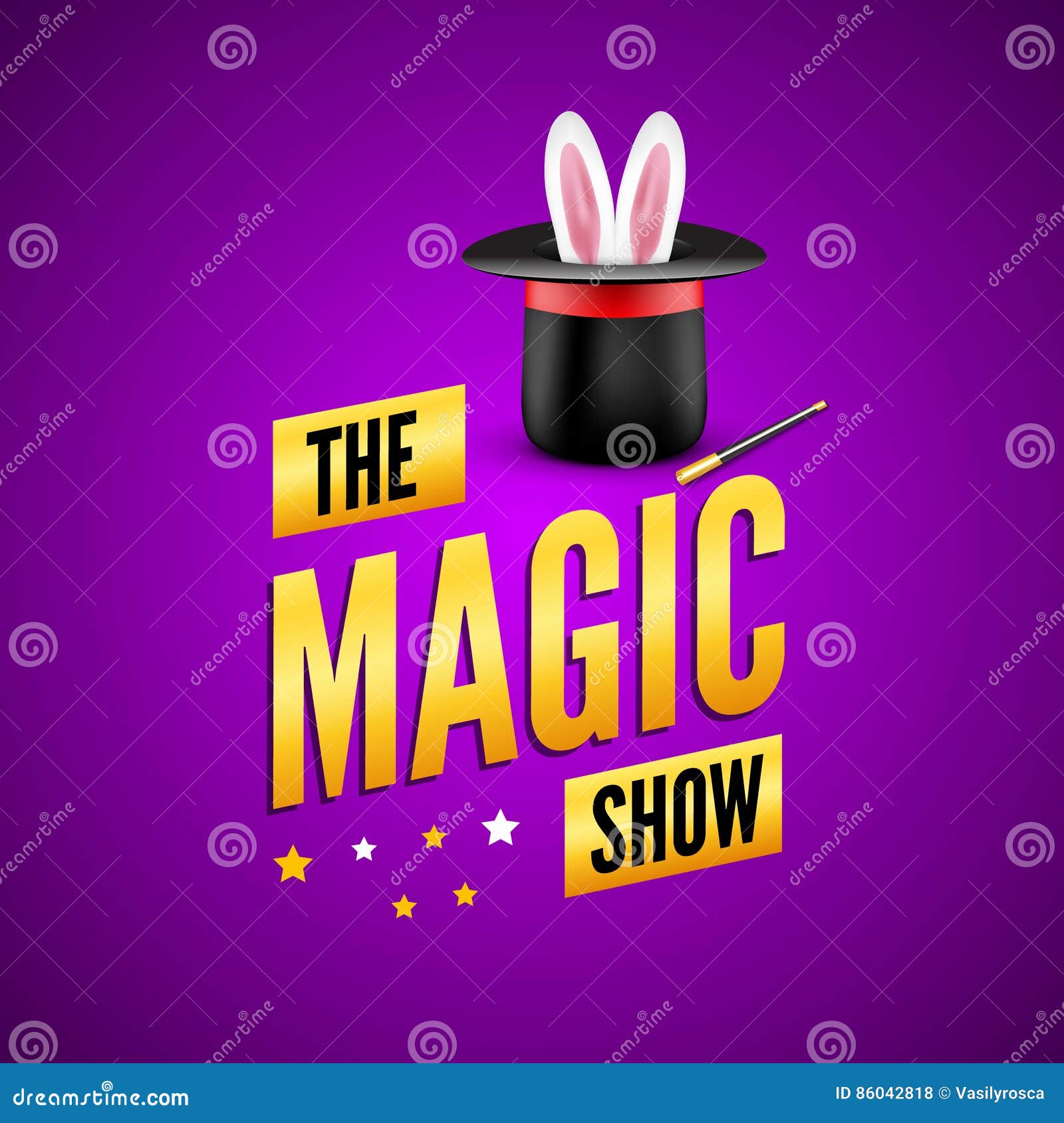 Magic Poster Design Template. Magician Logo Concept with Hat, Rabbit ...