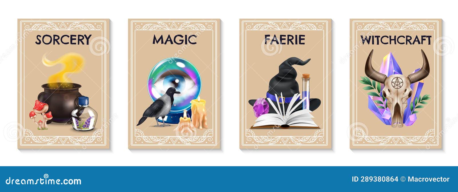 Magic Poster Set stock vector. Illustration of occult - 289380864