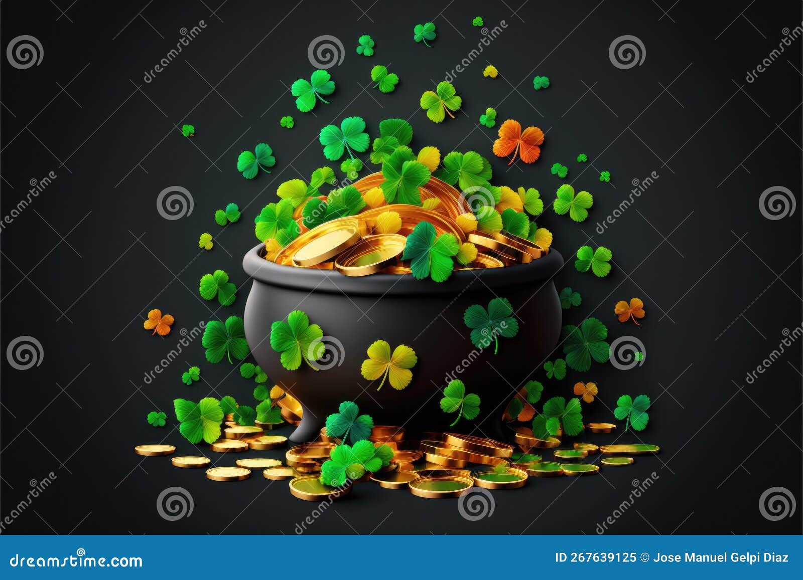 Magic Pot of Gold: Magical Treasure with Rainbow on a Dark Background ...
