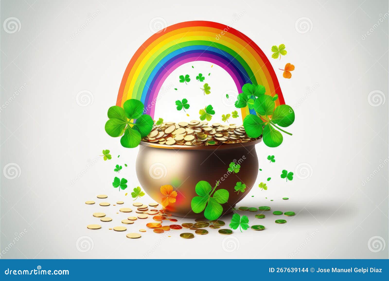 Magic Pot of Gold: Magical Treasure with Rainbow. Generative AI Stock ...