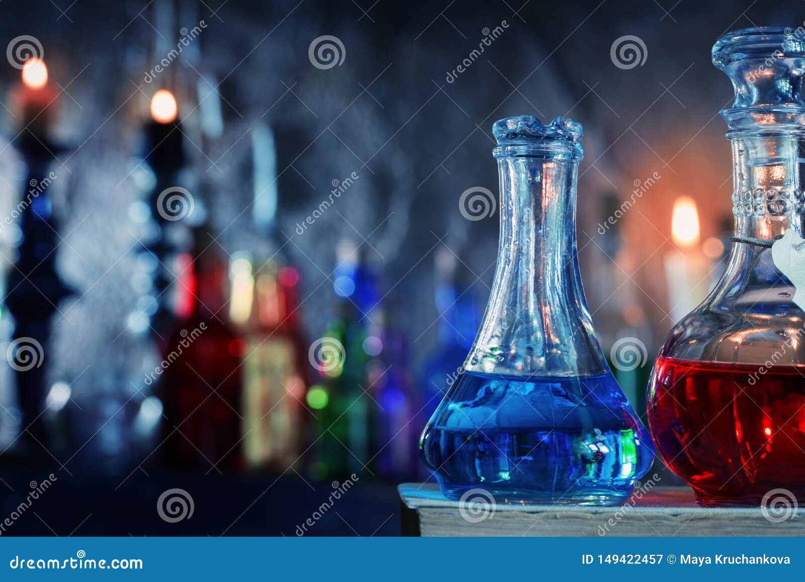 Magic Potion, Ancient Books and Candles Stock Image - Image of magic ...