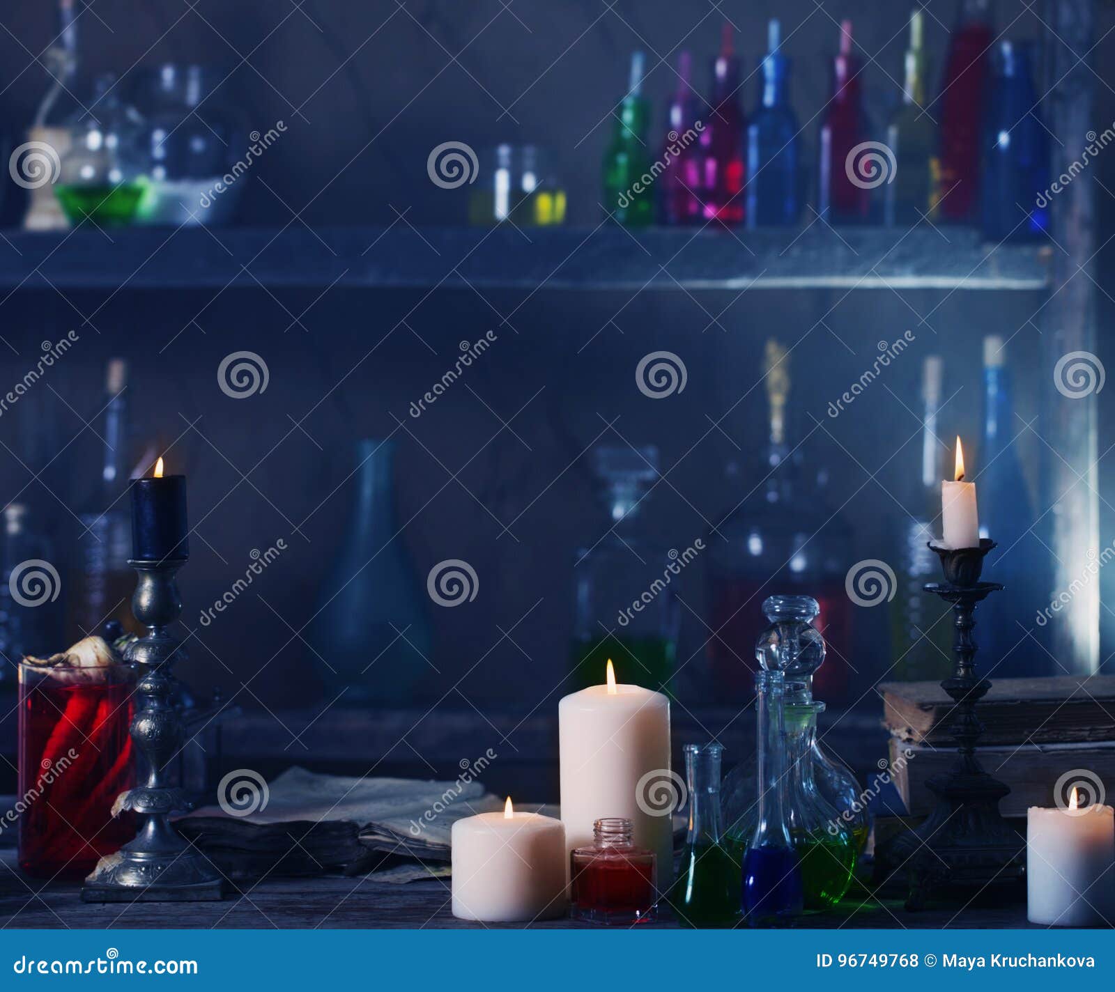 Magic Potion, Ancient Books, Candles Stock Photo - Image of occult ...