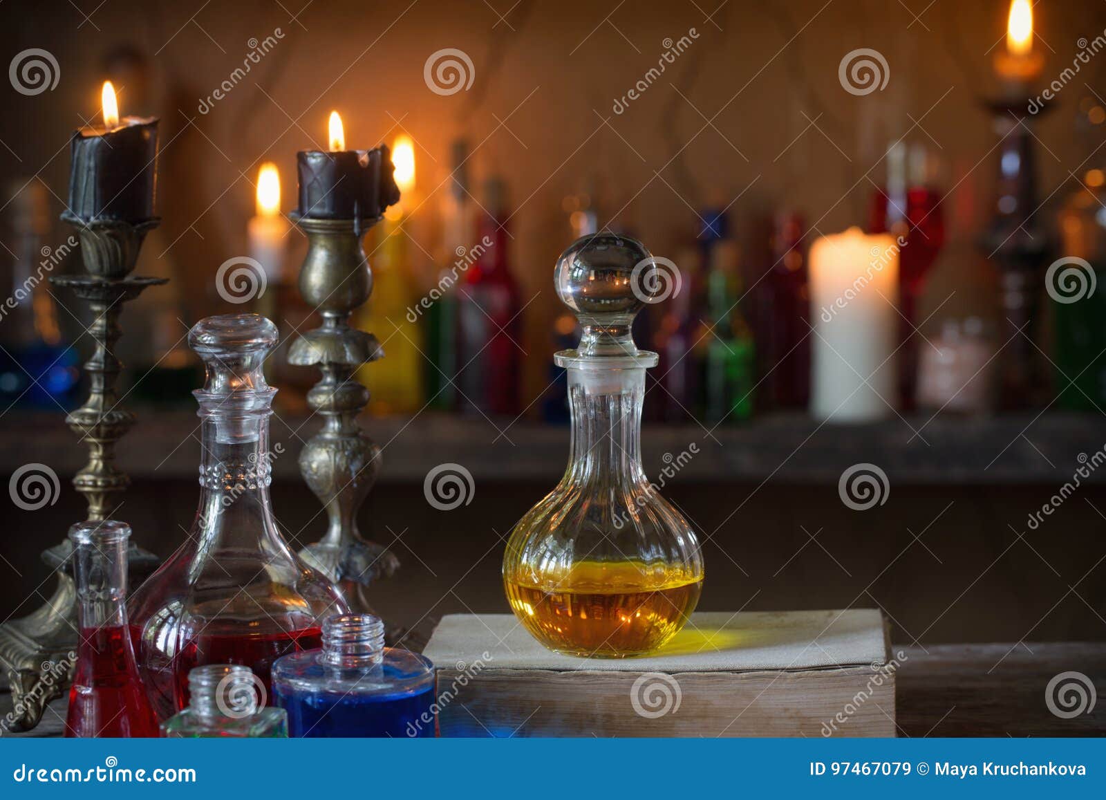 Magic Potion, Ancient Books, Candles Stock Image - Image of liquid ...