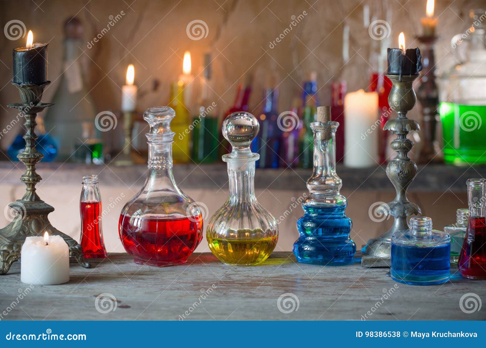Magic Potion, Ancient Books and Candles Stock Photo - Image of medicine ...