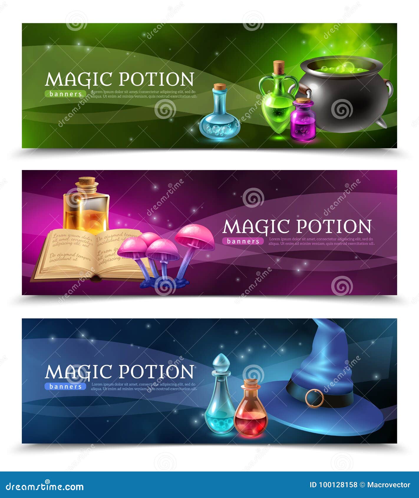 Magic Potion Banners stock vector. Illustration of bookmark - 100128158
