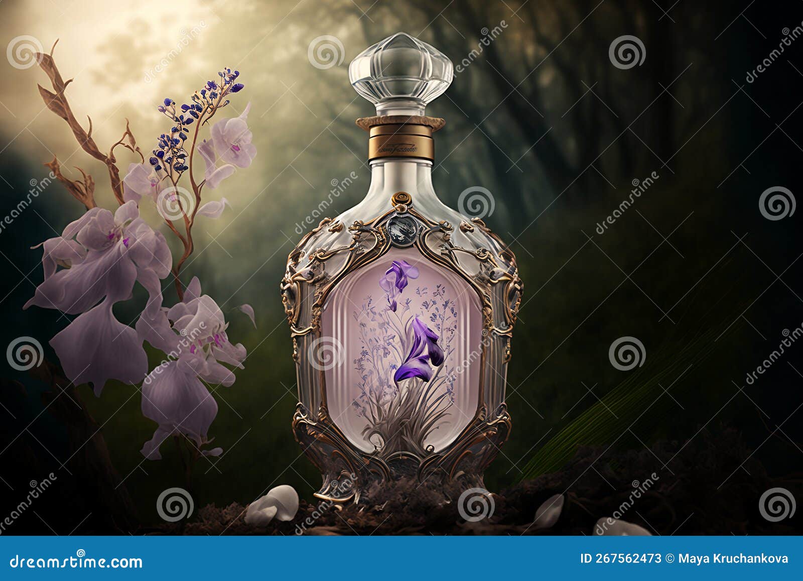Magic Potion in a Beautiful Decorated Vial in Magic Forest Stock ...